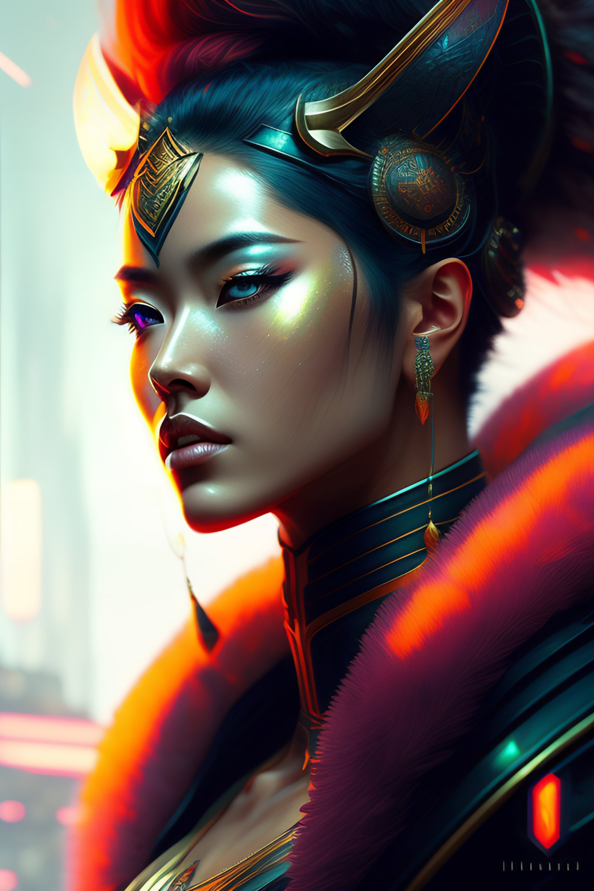 Lexica - Mid portrail front of a Valkyrie man , cyberpunk futuristic ...