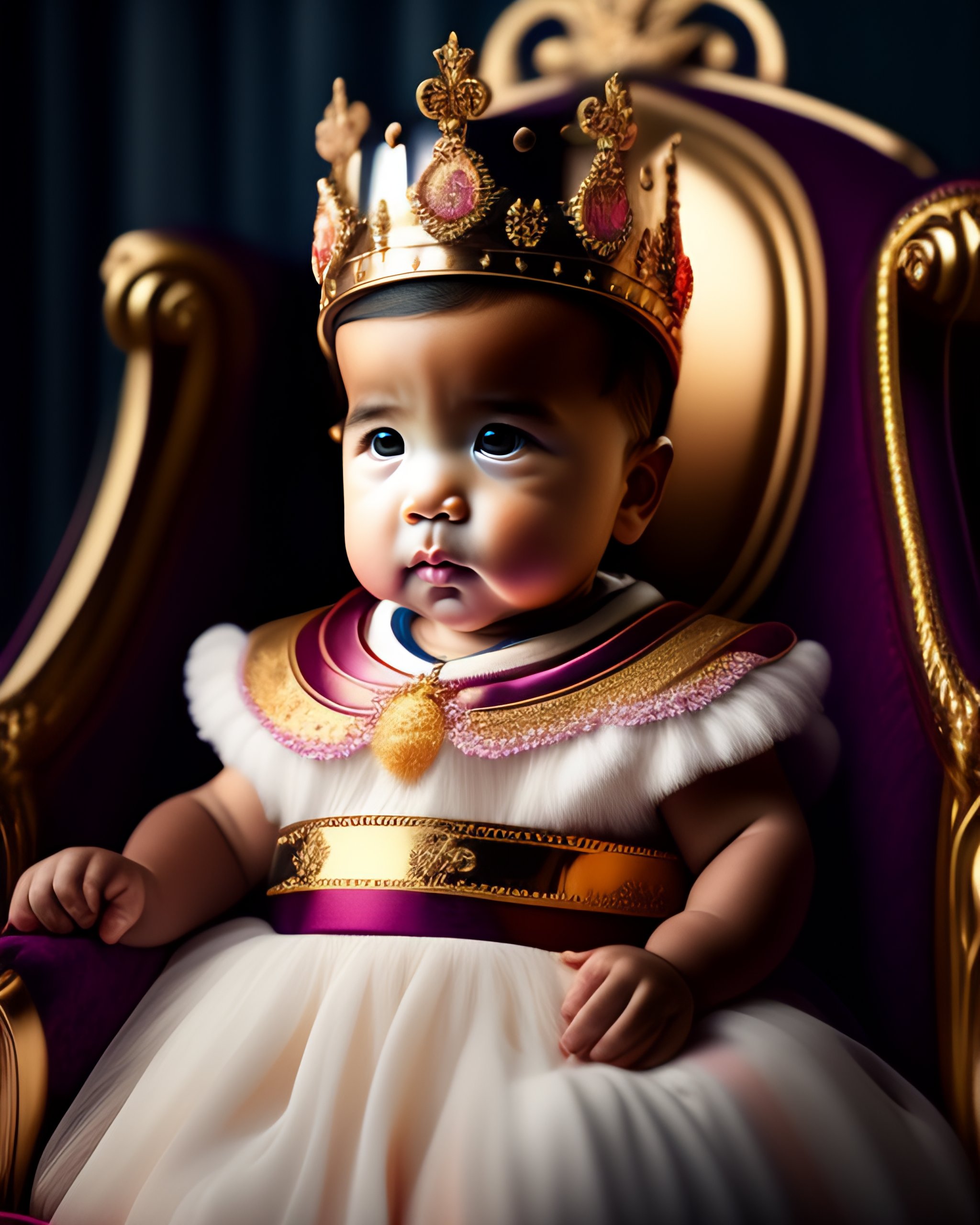 Lexica - A portrait of baby as a king with crown and royal clothing ...