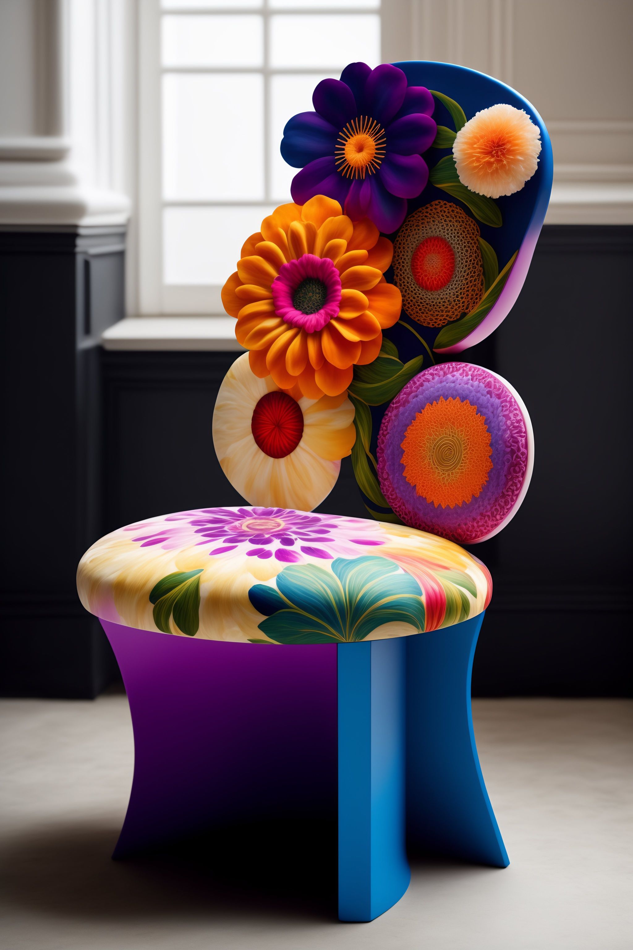 Lexica - SURREAL Artisanal chair made entirely flowers, vibrant ...