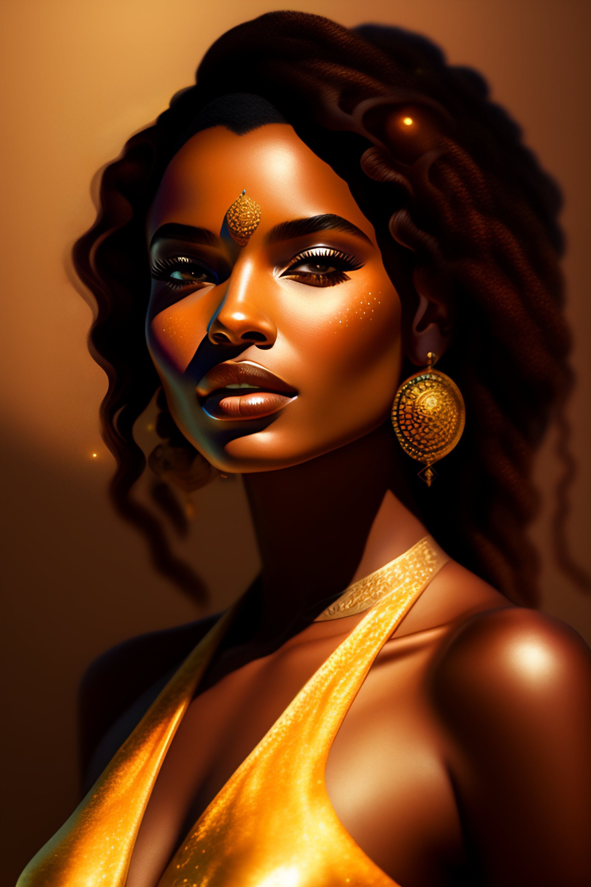 Lexica - A beautiful cinematic african american sand goddess, golden ...