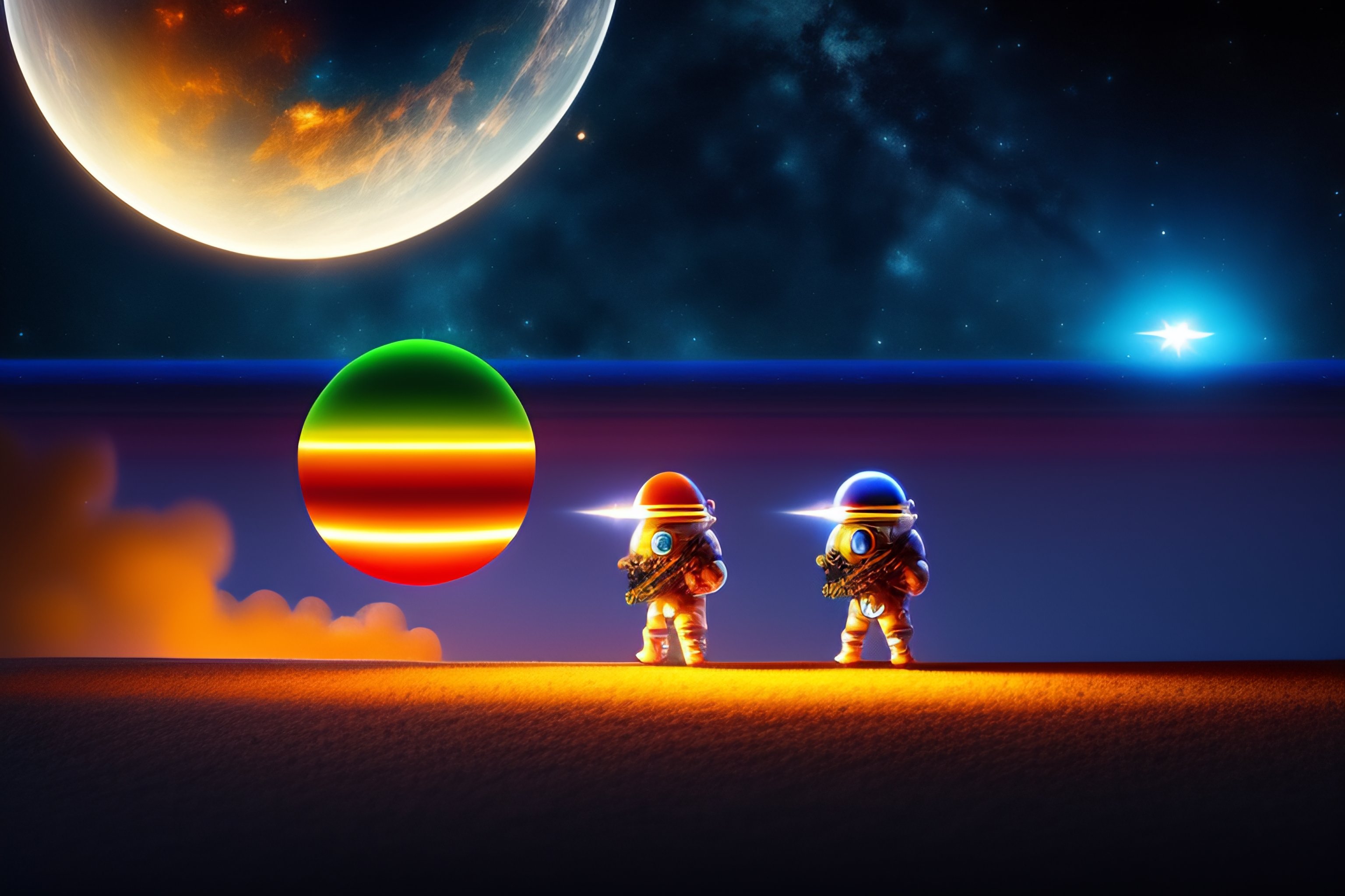 Lexica - Space Invaders are threatening an alien family, scene from ...