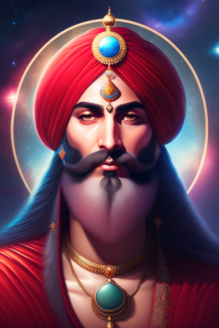 Lexica - Portrait of a spiritual lord sikh religion with a third eye ...