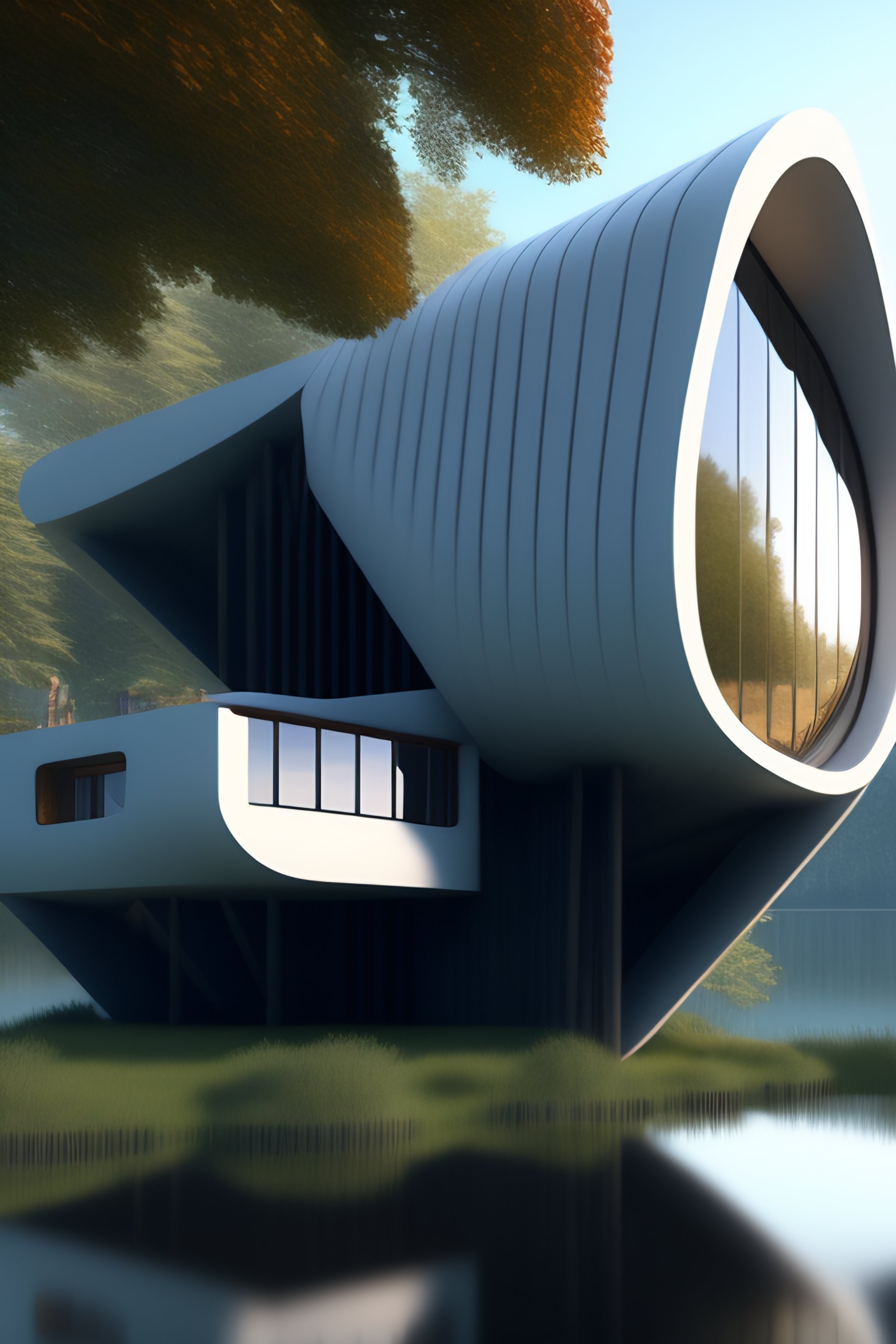 Lexica - Organic house next to the lake, zaha hadid, render, 8k ...