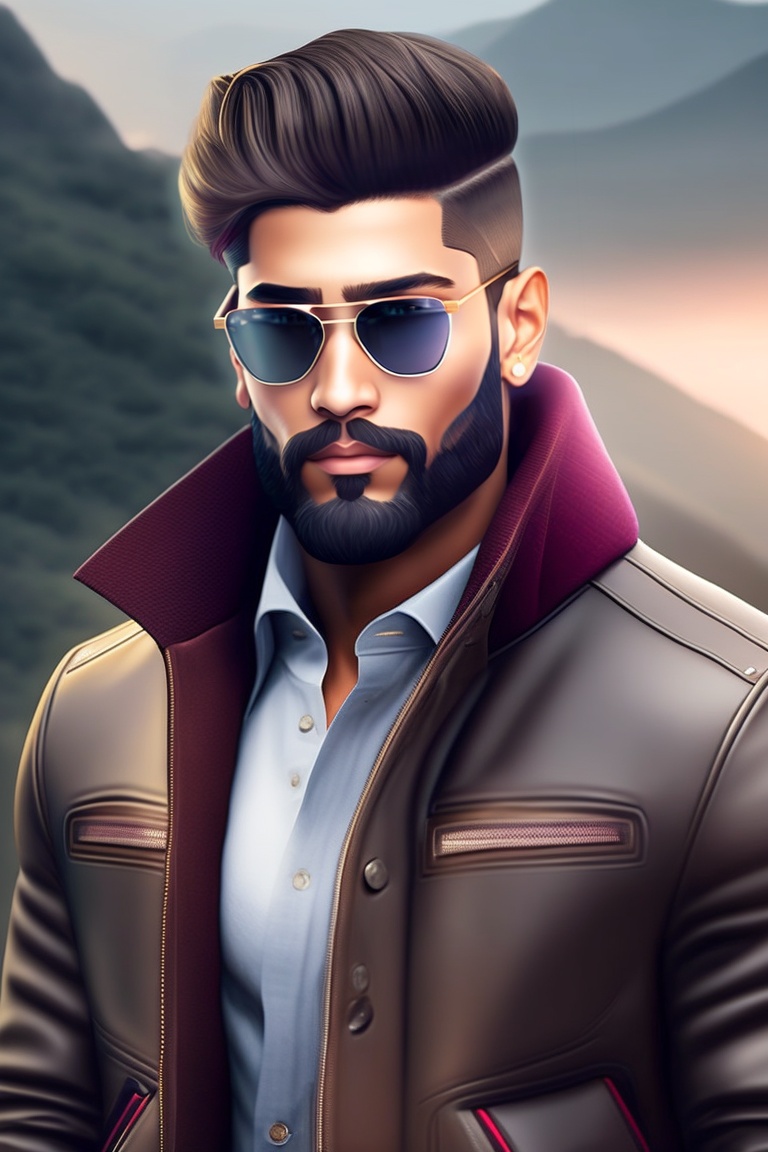 Lexica - An indian rich boy with good looks, in jacket with beard ...