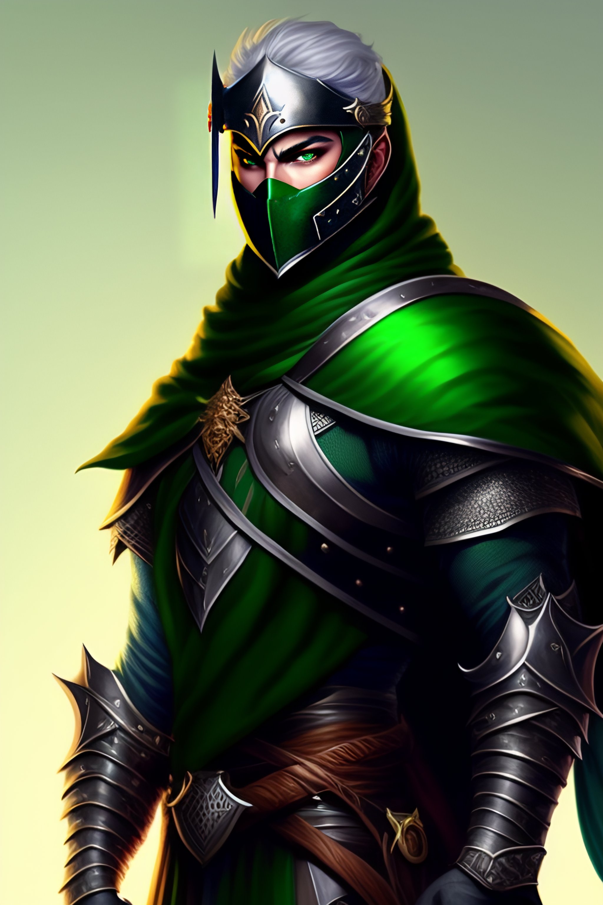Lexica - Half-drow male good warrior Green eyes and basic mail armor ...