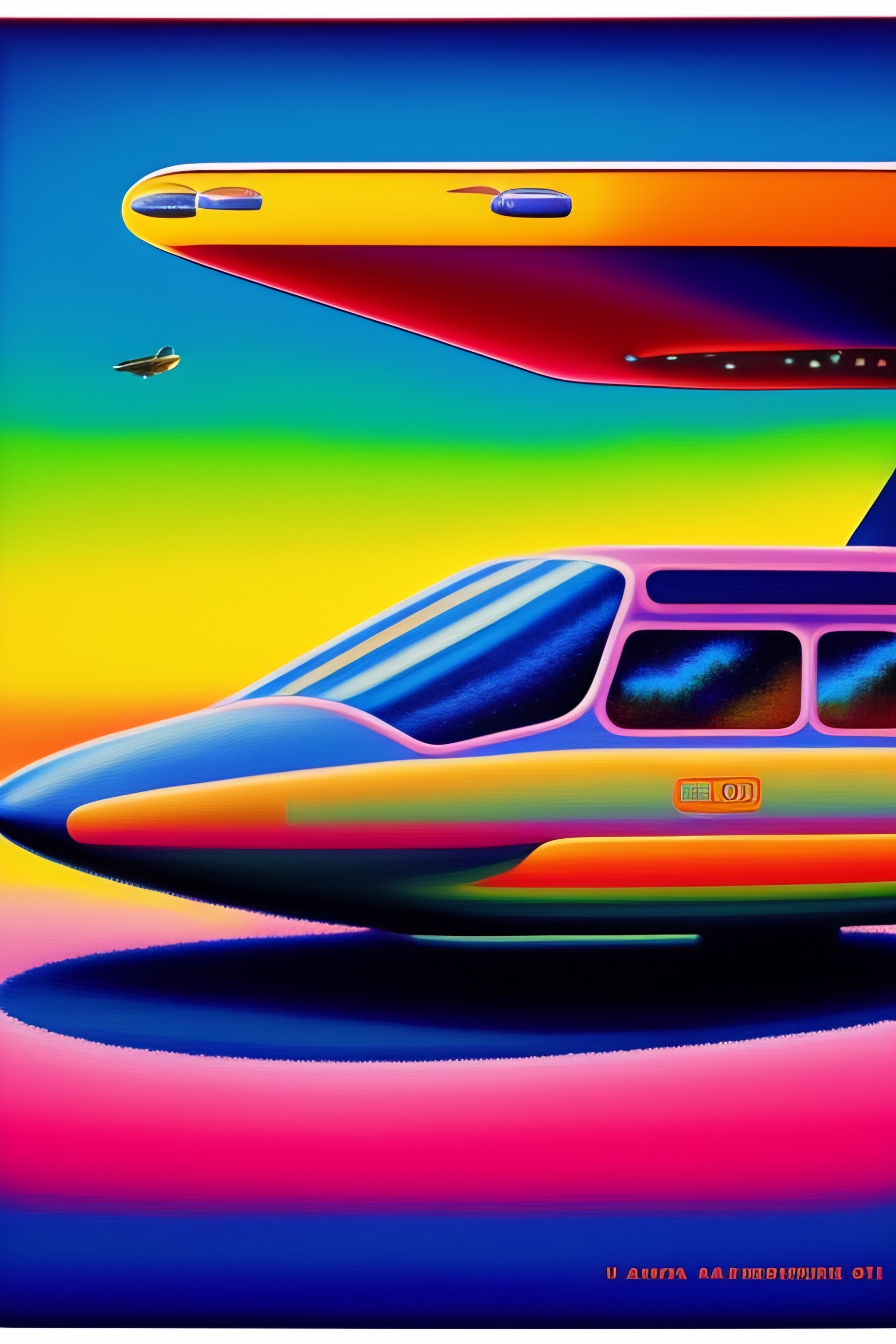 Lexica - Pointillism painting of a futuristic flying car