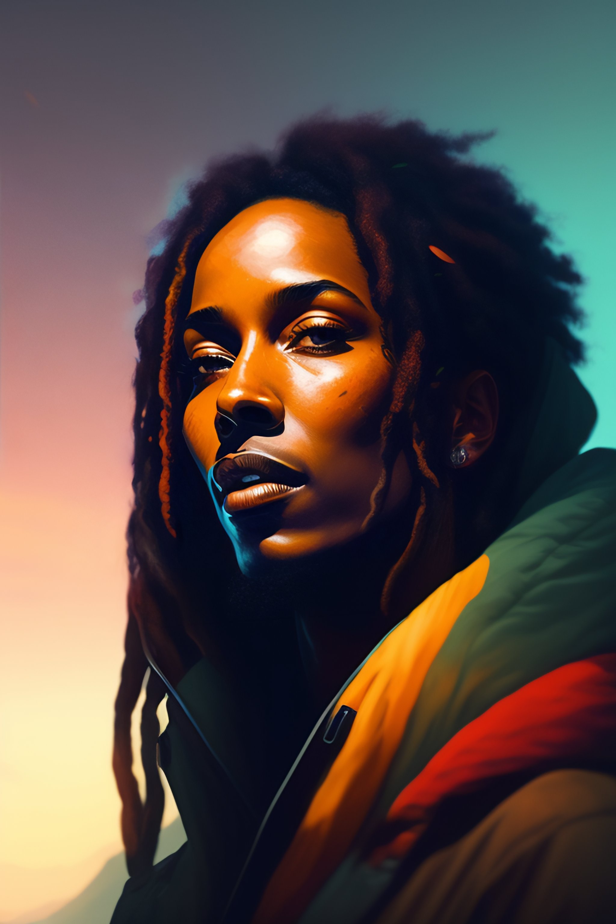 Lexica - Bob Marley, nature, warm colors, by Greg Rutkowski, beeple ...