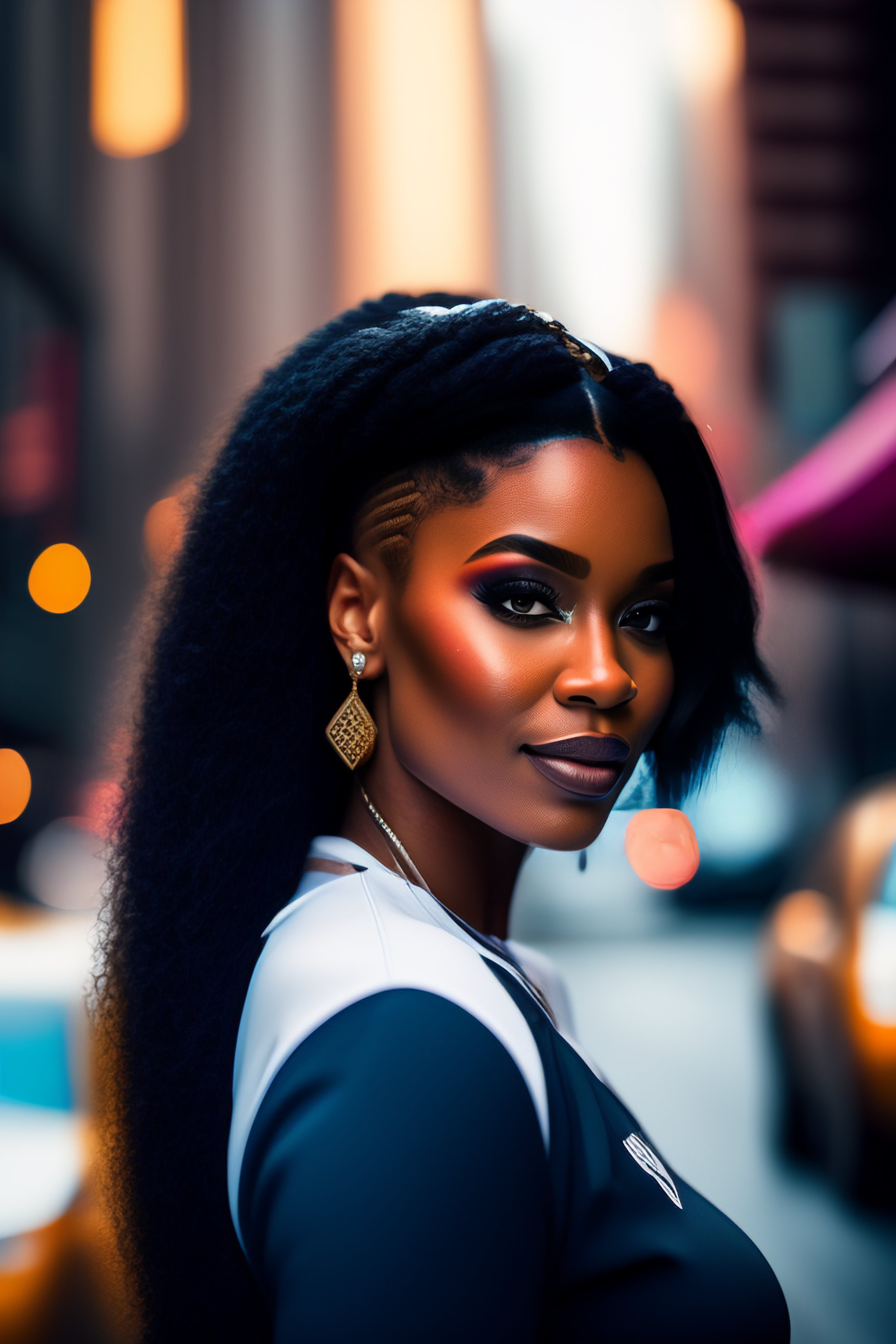 Lexica - Portrait of a beautiful lady hip hop in new York