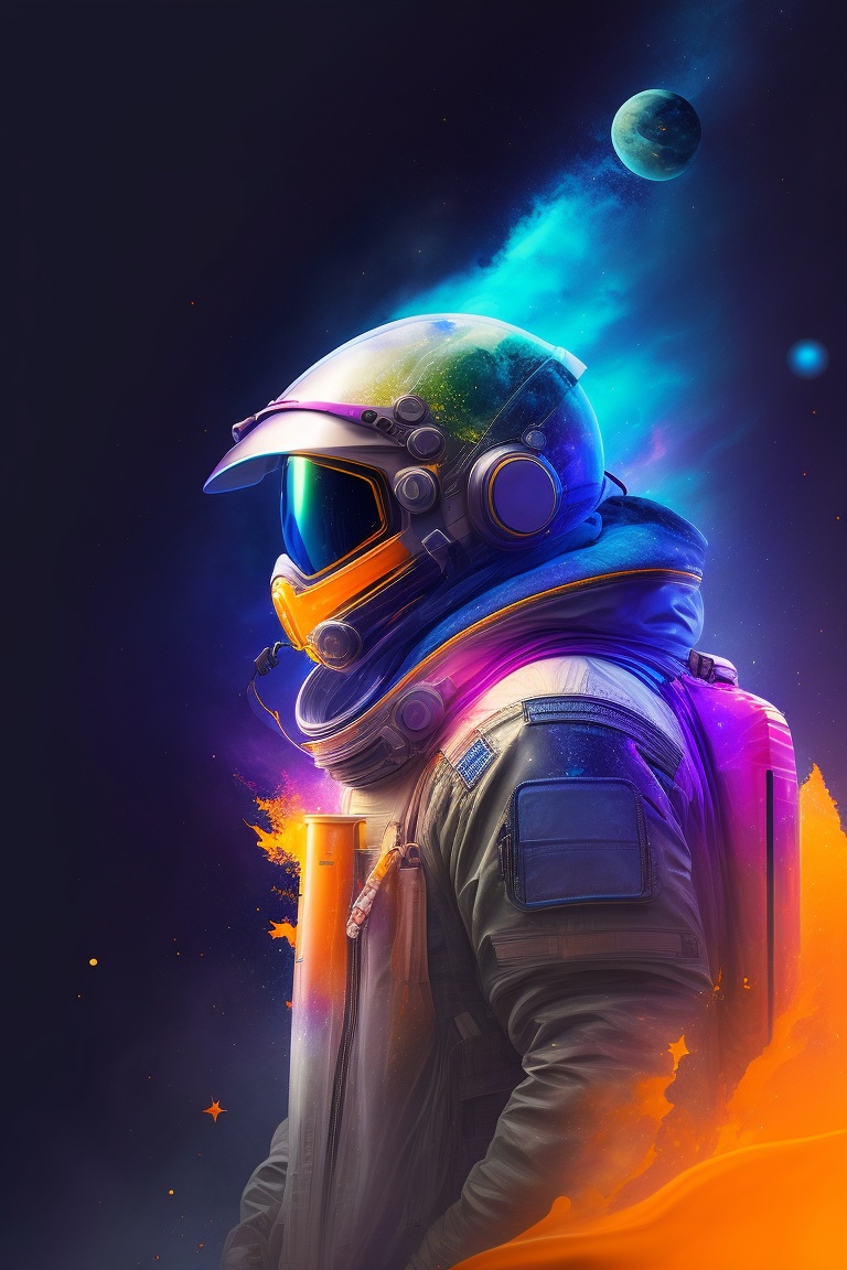 Lexica - An astronaut in an alien's planet, splatter paint style