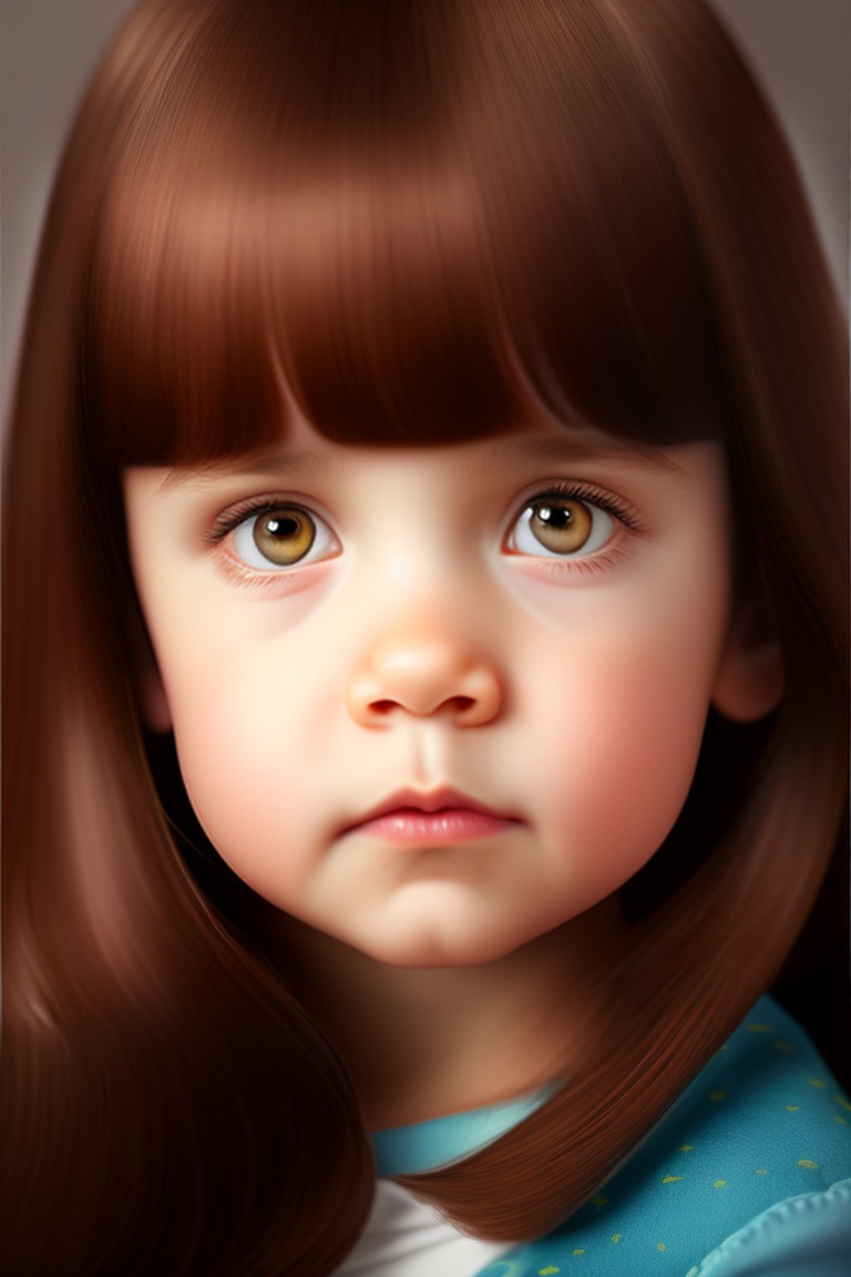 Lexica - 5 year old girl, expressive face, big mouth, shoulder length ...