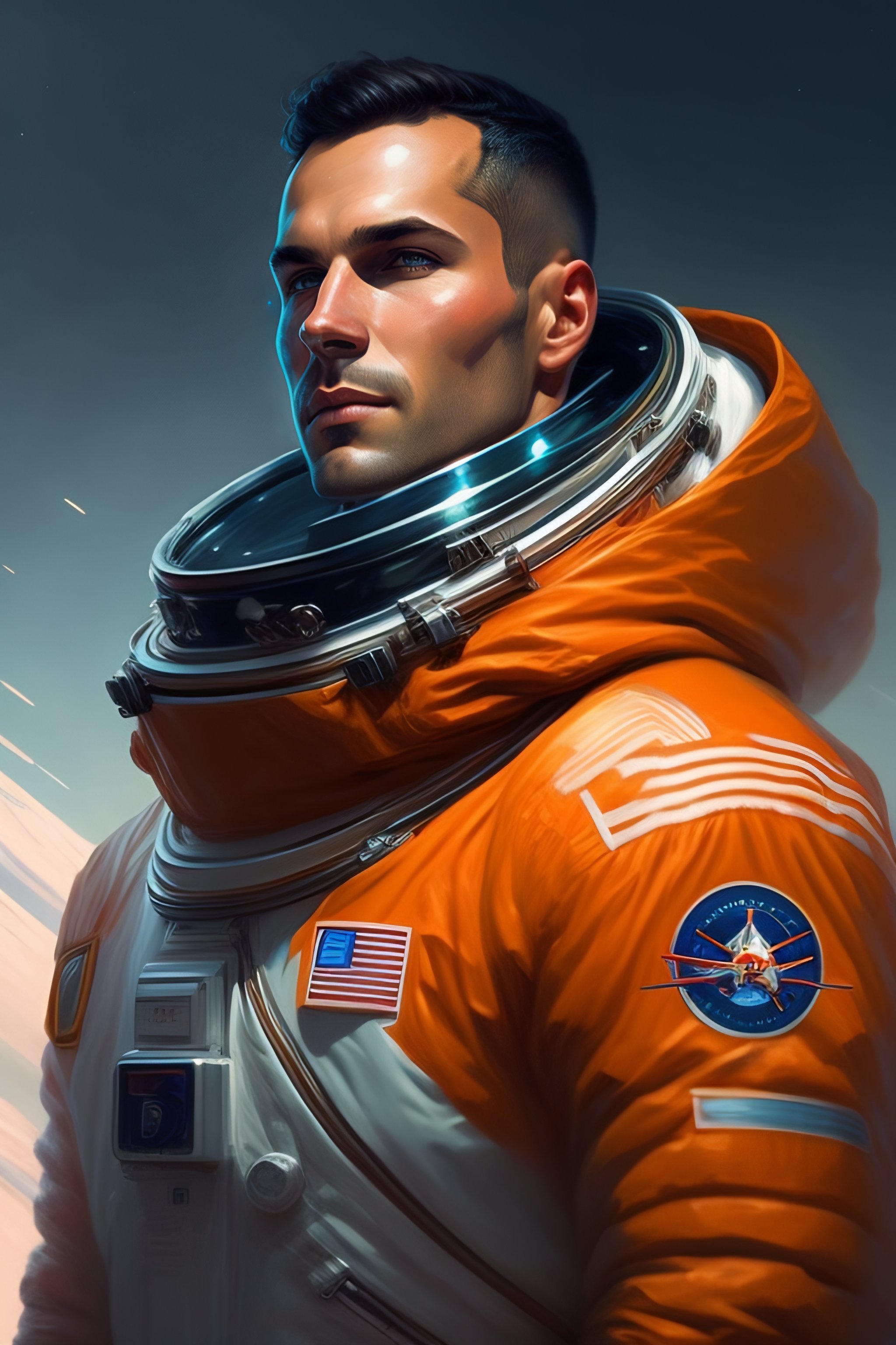 Lexica - Portrait of cosmonaut Gagarin by Greg Rutkowski, young, manly ...
