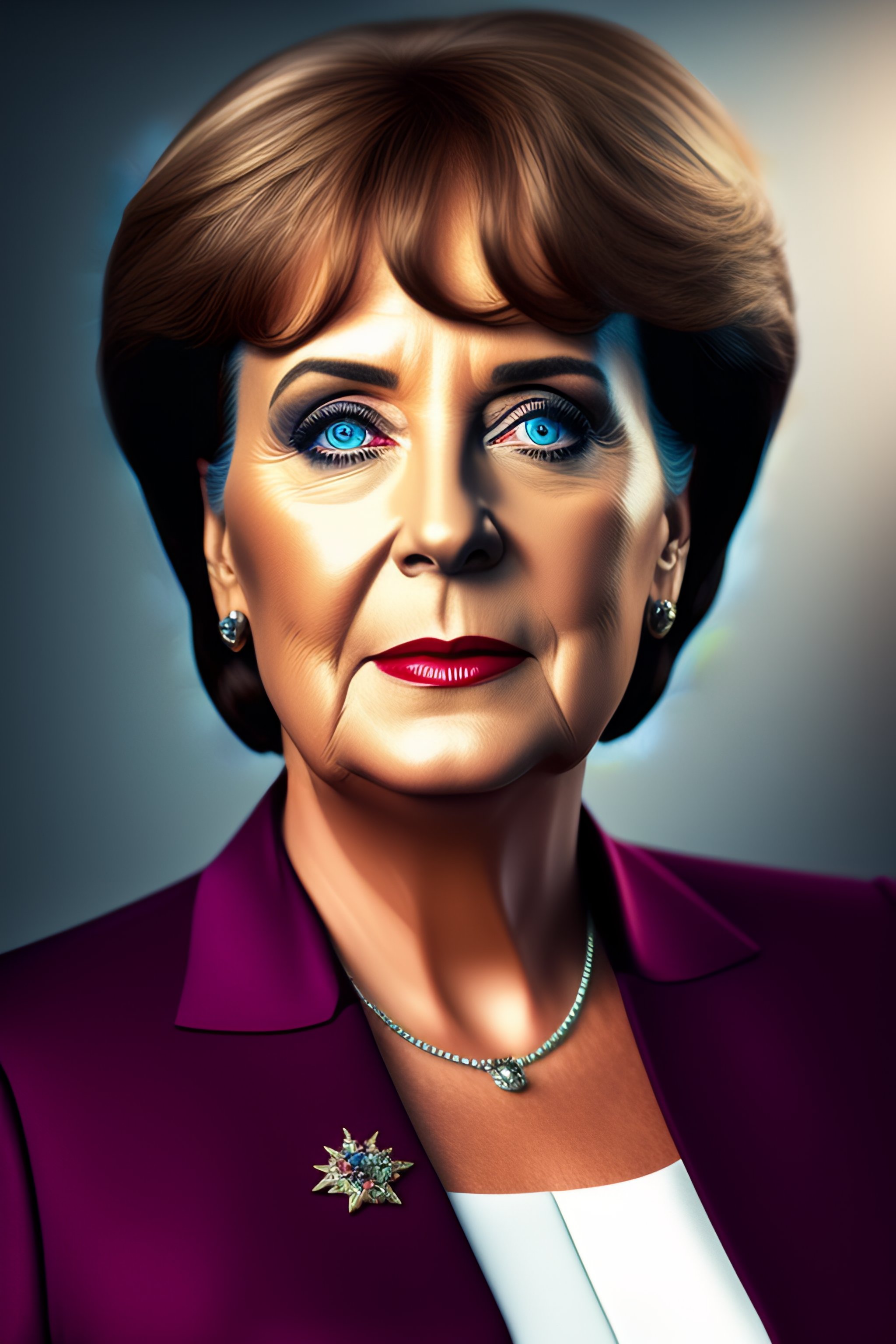 Lexica - Hyperrealistic oil painting showing a face mix of angela ...