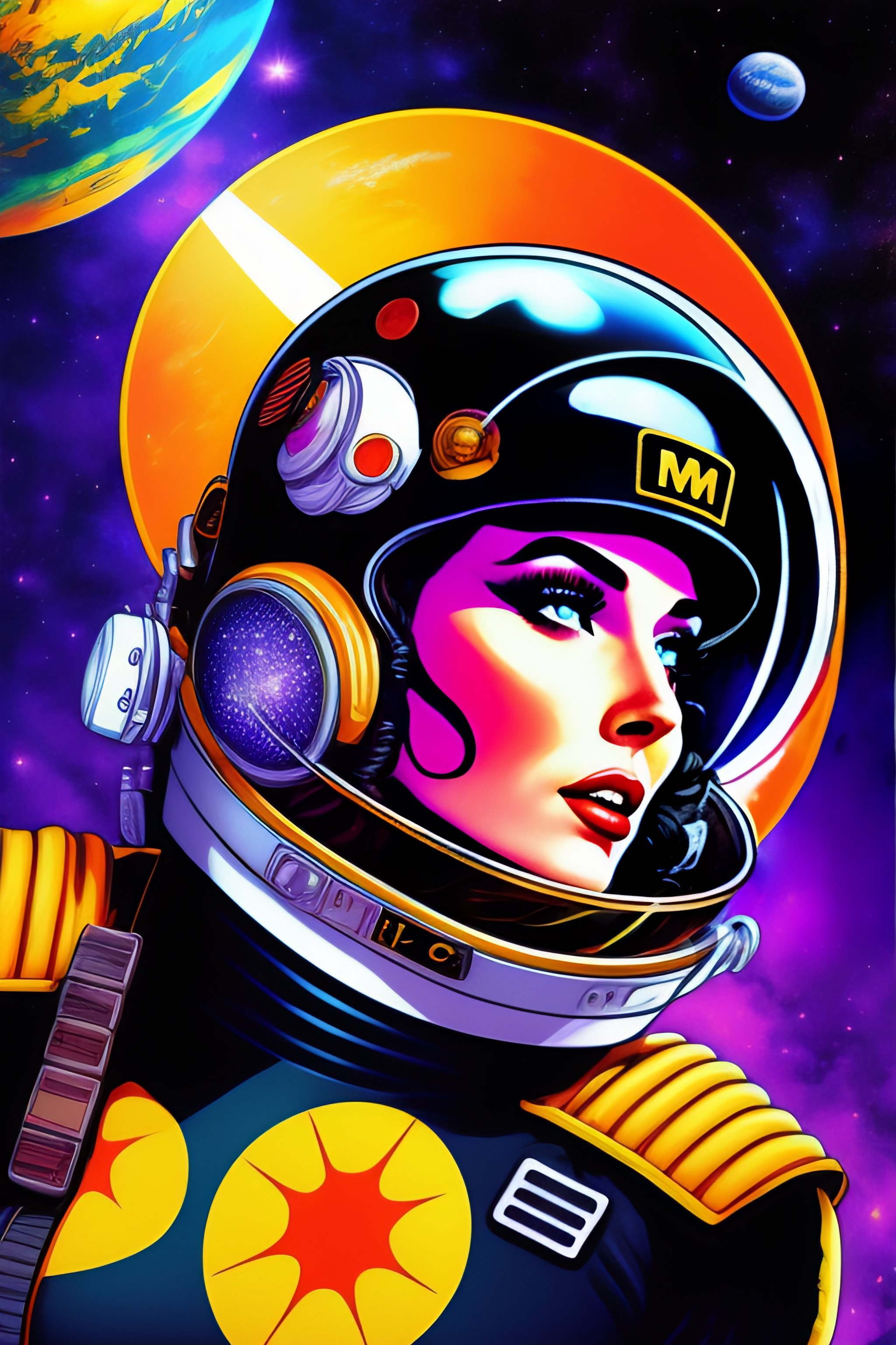 Lexica - Retro space captain giving commands to the crew in spacecraft ...