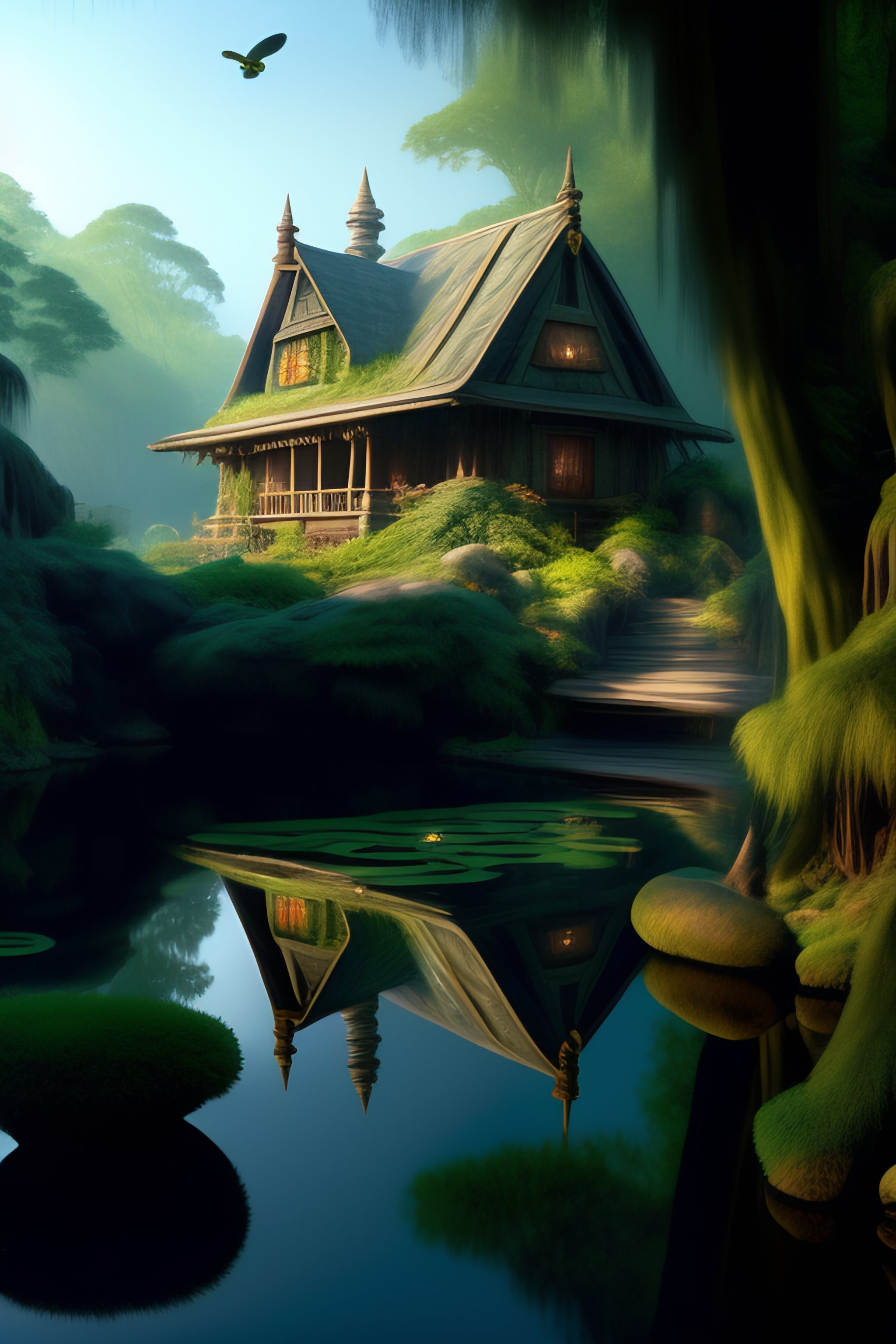 Lexica - A realistic background detailed of Dagobah, yoda's house ...