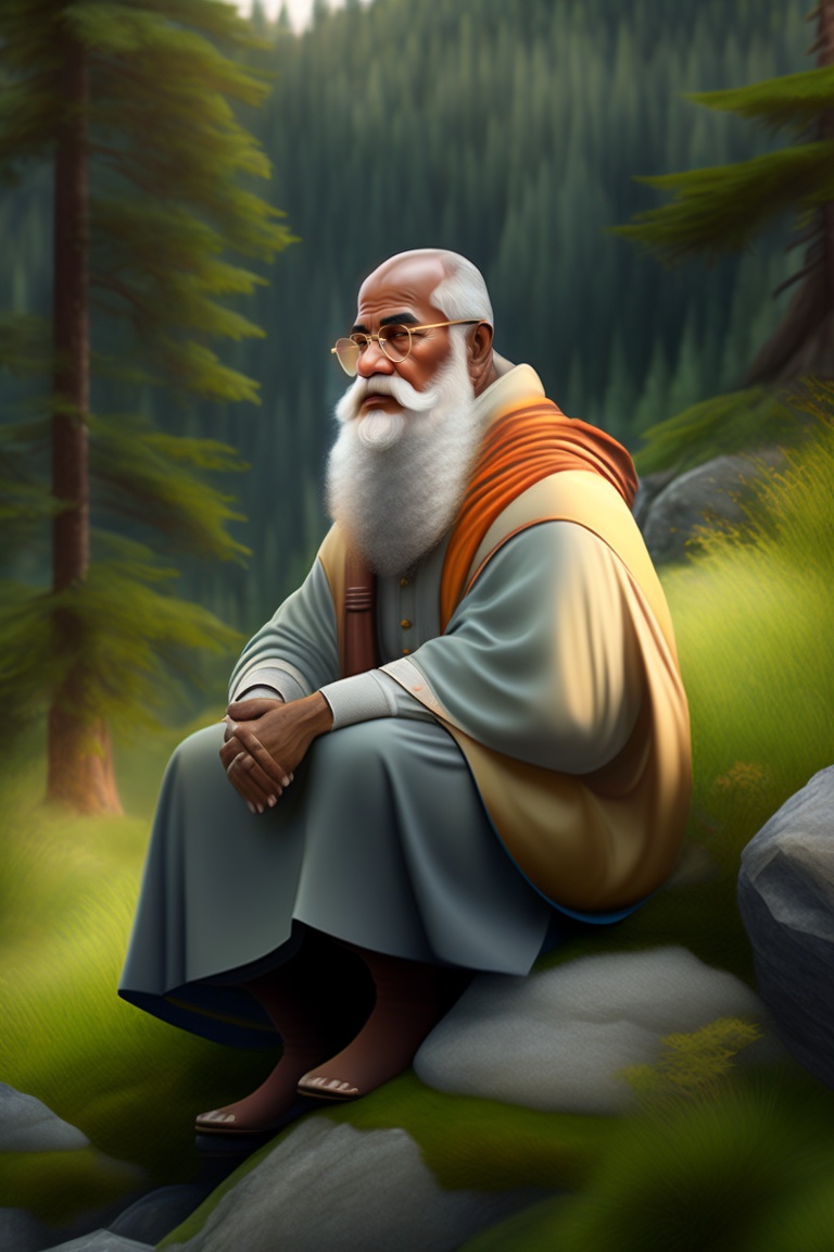 Lexica - A simple baba sitting on mountain forest, ultra smooth, hyper ...