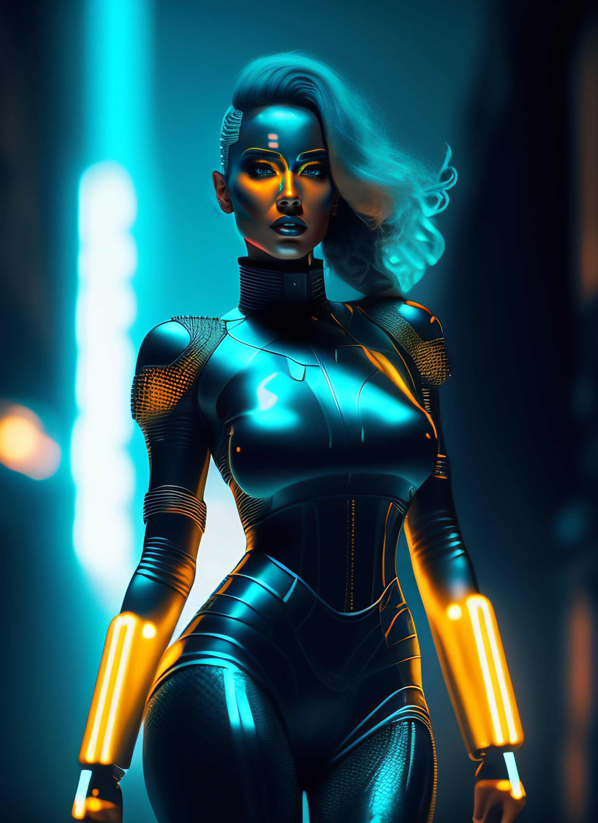 Lexica - Hologram of a dancing female cyborg, metropolis, cyber punk ...