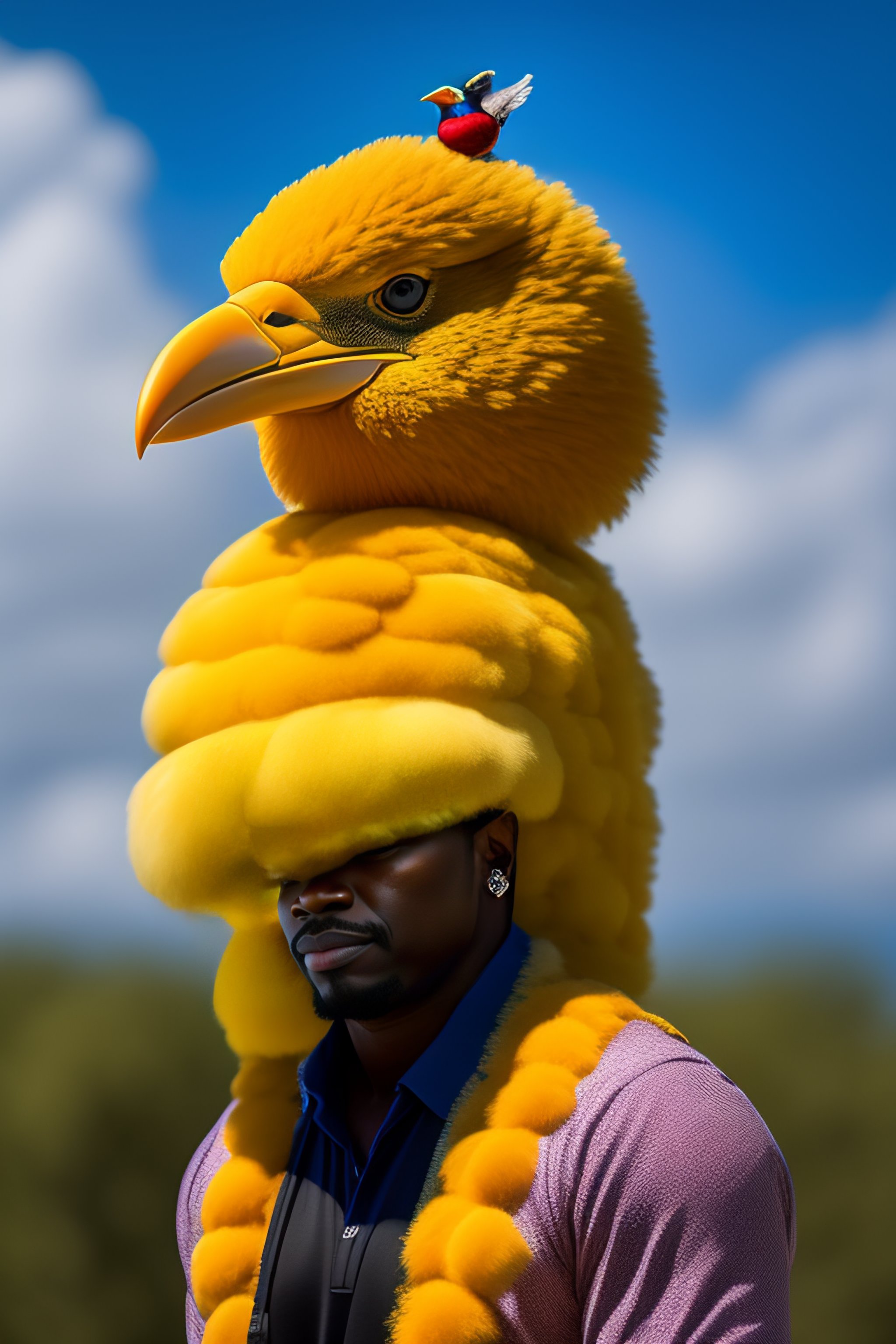 Lexica - A human-sized bird dressed like Flava Flave, with a bird-sized ...
