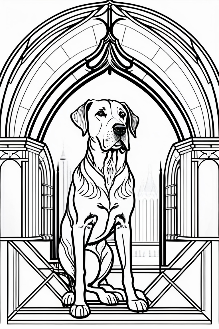 Lexica - Labrador, Coloring page for adults, bold lines, dark lines ...