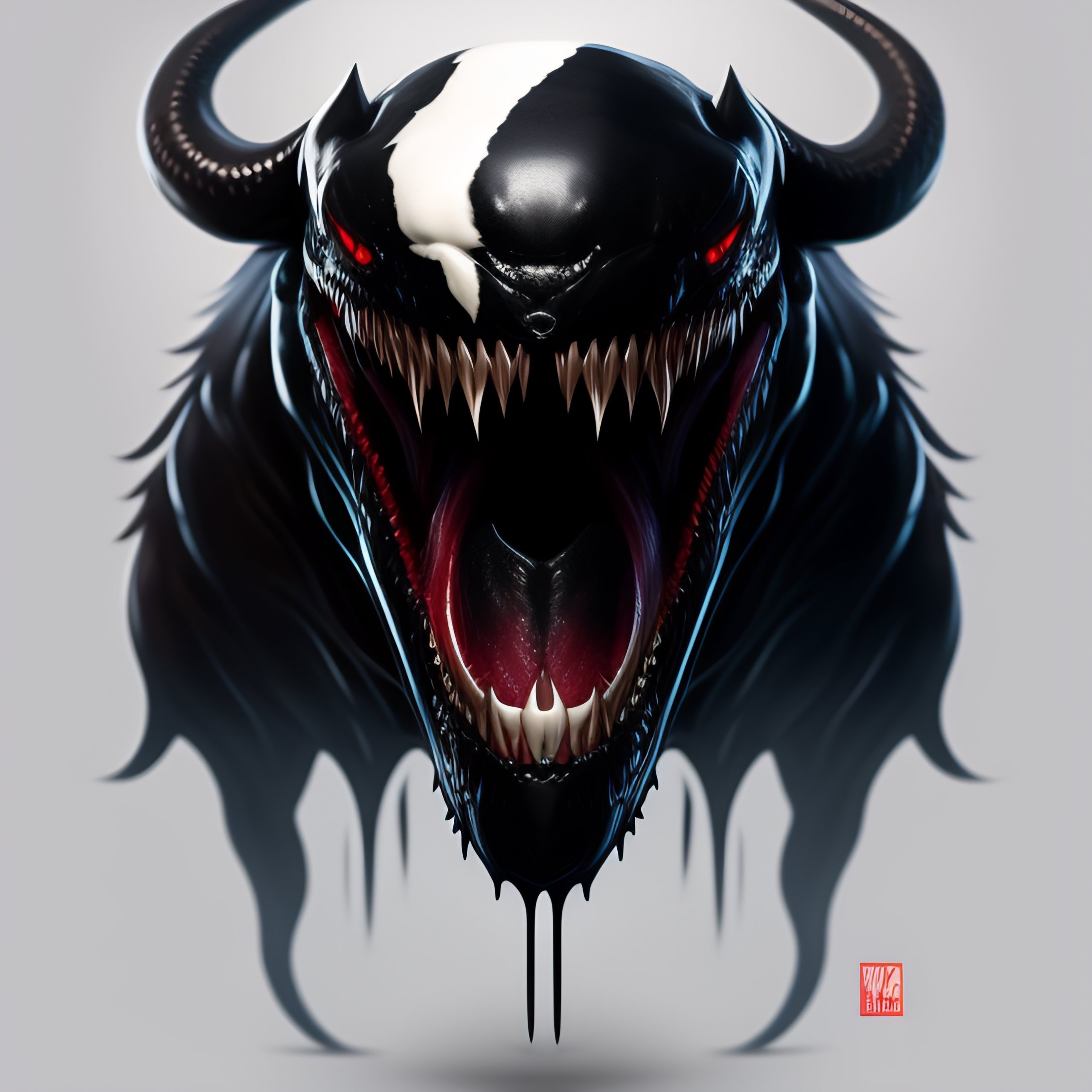 Lexica - Concept art of a monster, full body, like venom with white fur ...