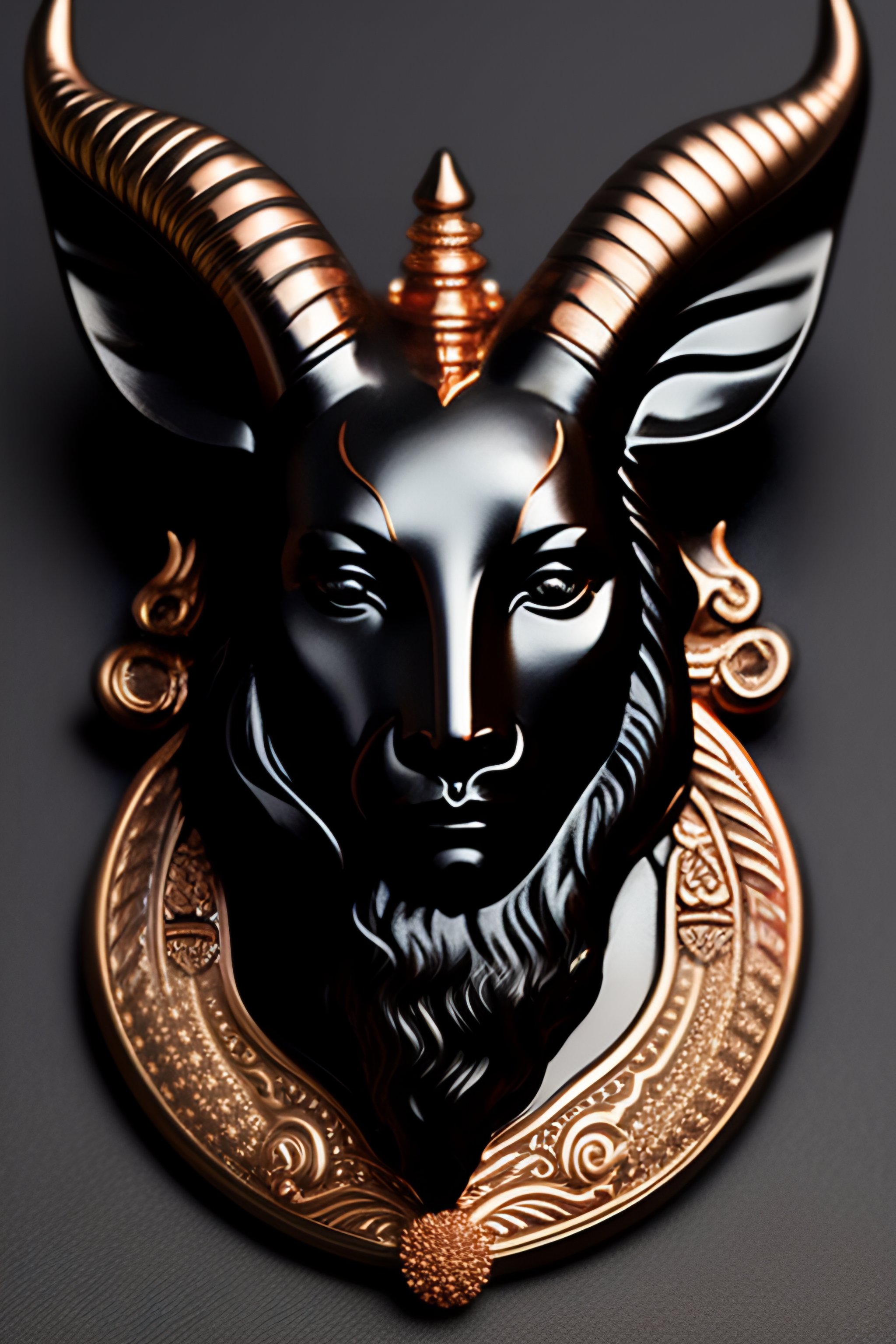 Lexica - Create a carved face of baphomet black and rosegold portrait