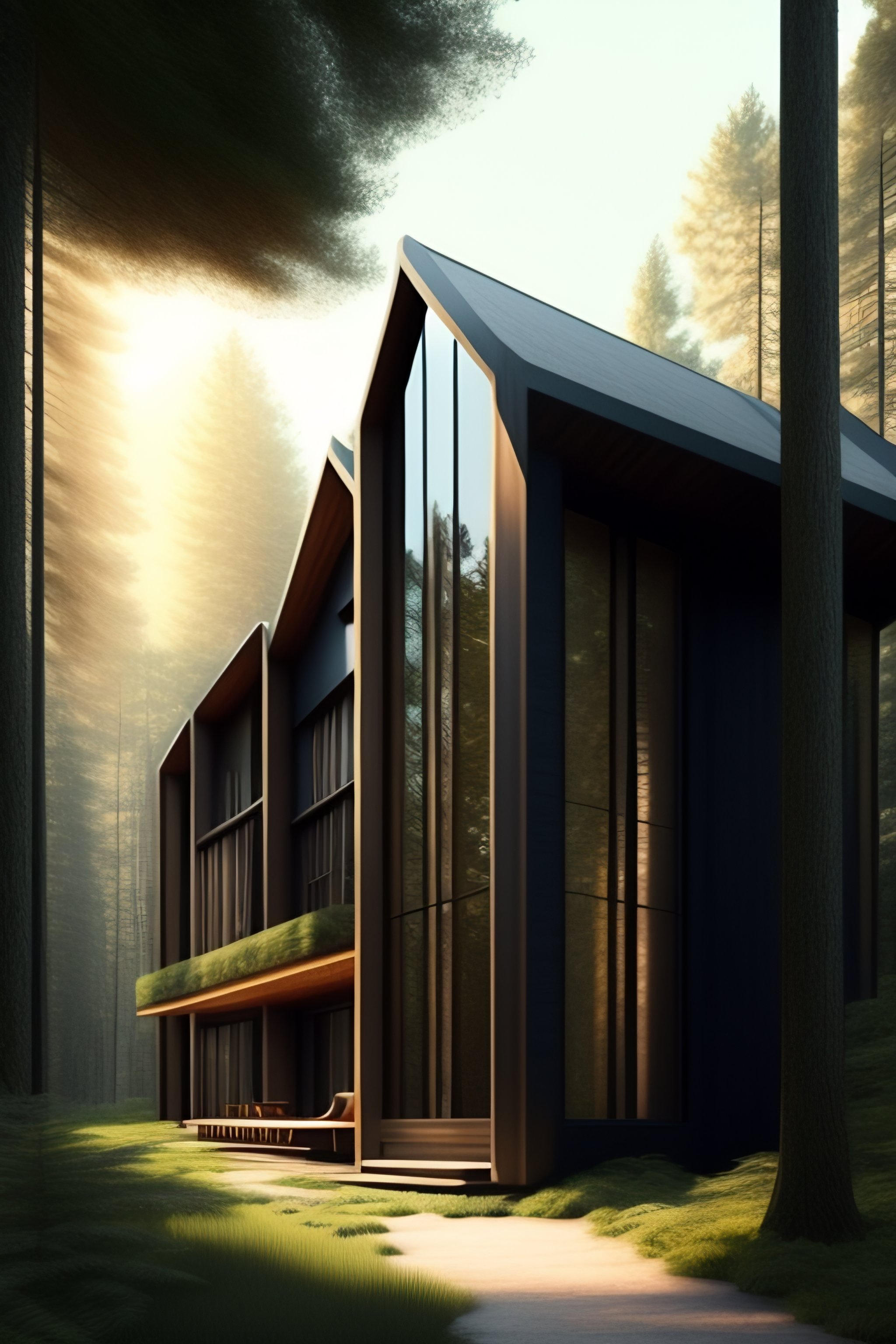 Lexica - Sketches of luxury design house in the forest by concept ...
