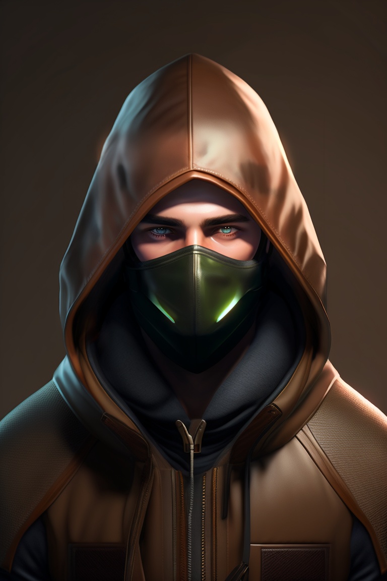 Lexica - Male character, with hood, with mask, dark
