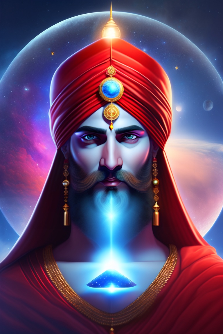 Lexica - Portrait of a spiritual lord sikh religion with a third eye ...