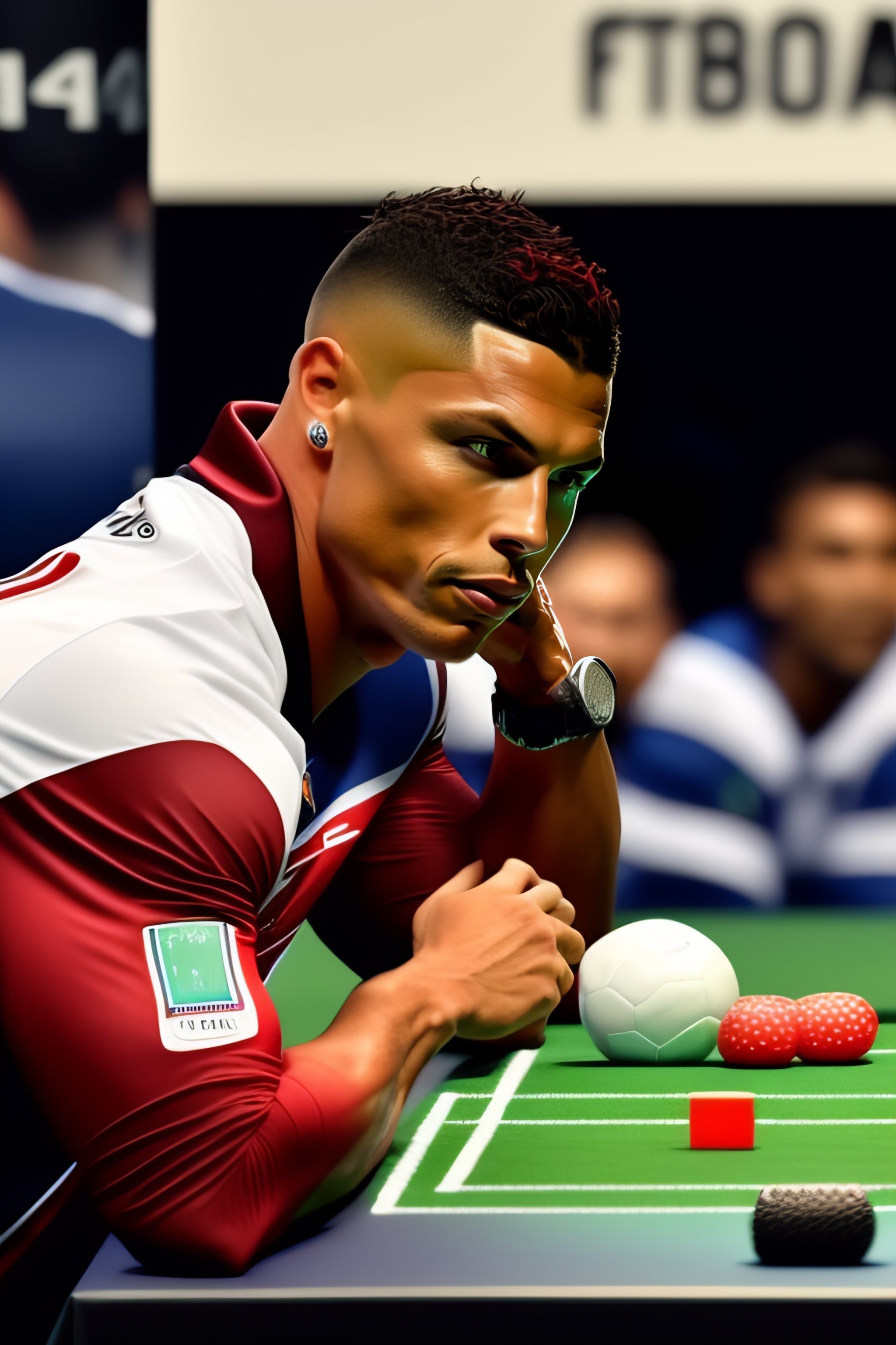 Lexica - A photo of ronaldo in a football outfit playing checkers ...
