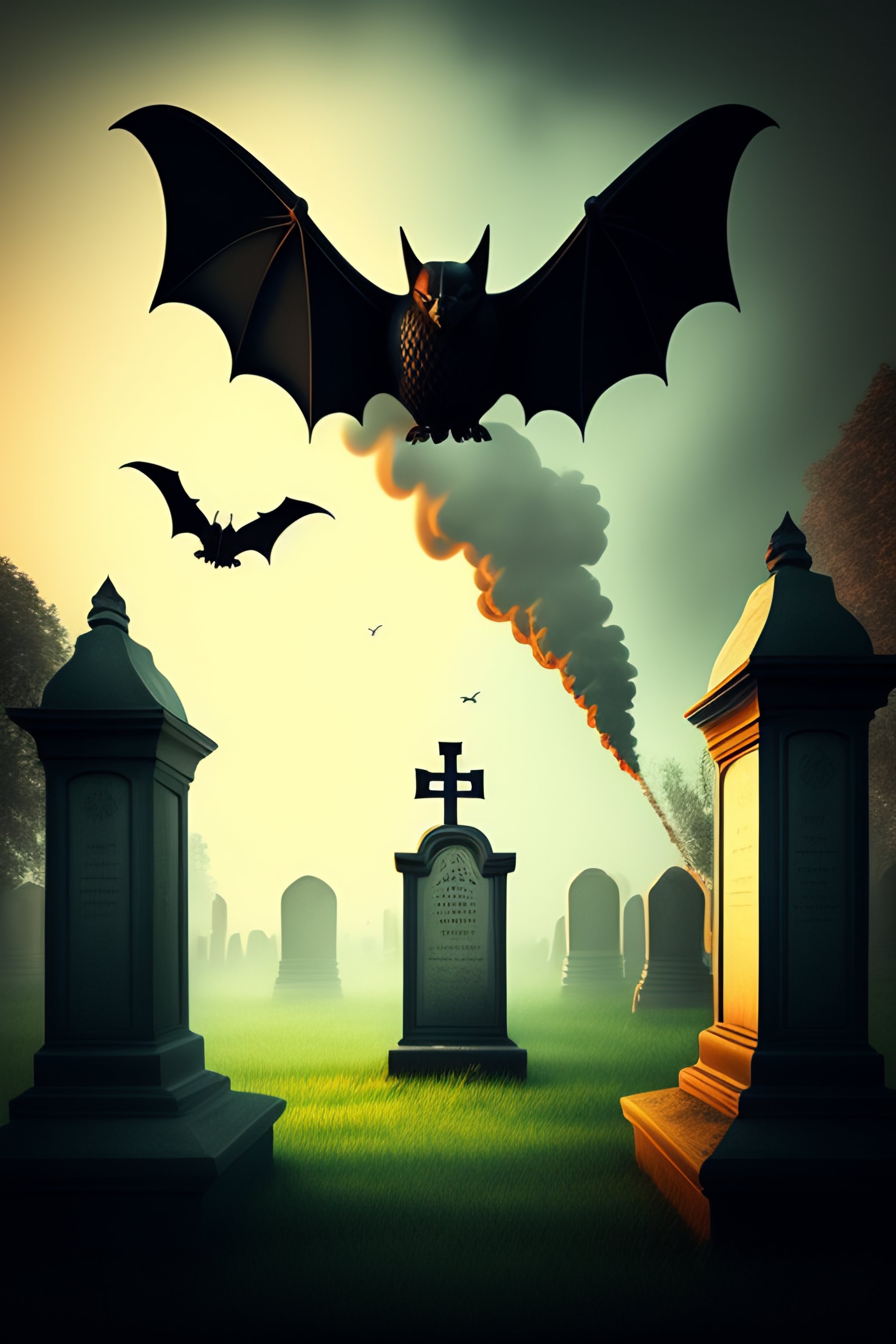 Lexica - Horror movie setting, it's a very scary cemetery, it has open ...