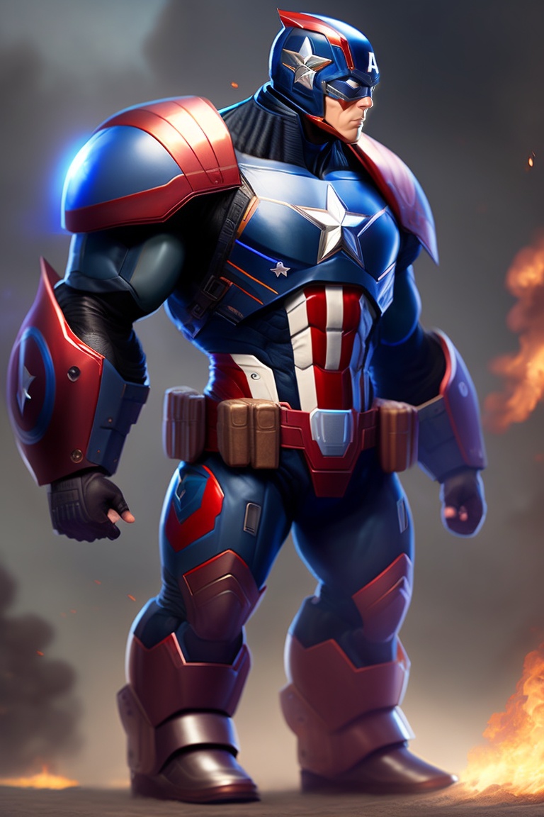Lexica - Captain America as Robot-body, full-body
