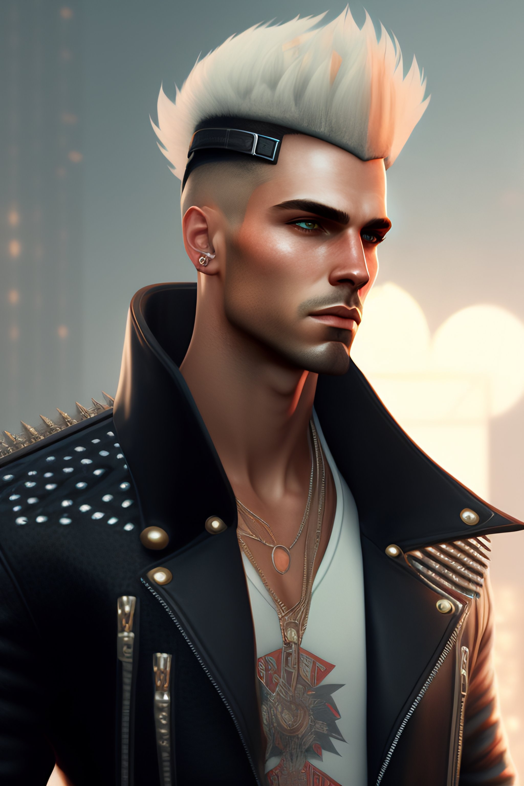 Lexica - Realistic portrait of an 80s retro white young male punk ...