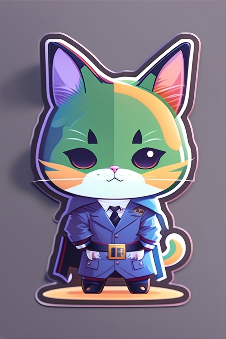 Lexica - Cute cartoon cat hero and mulder sticker, anime style, solid ...