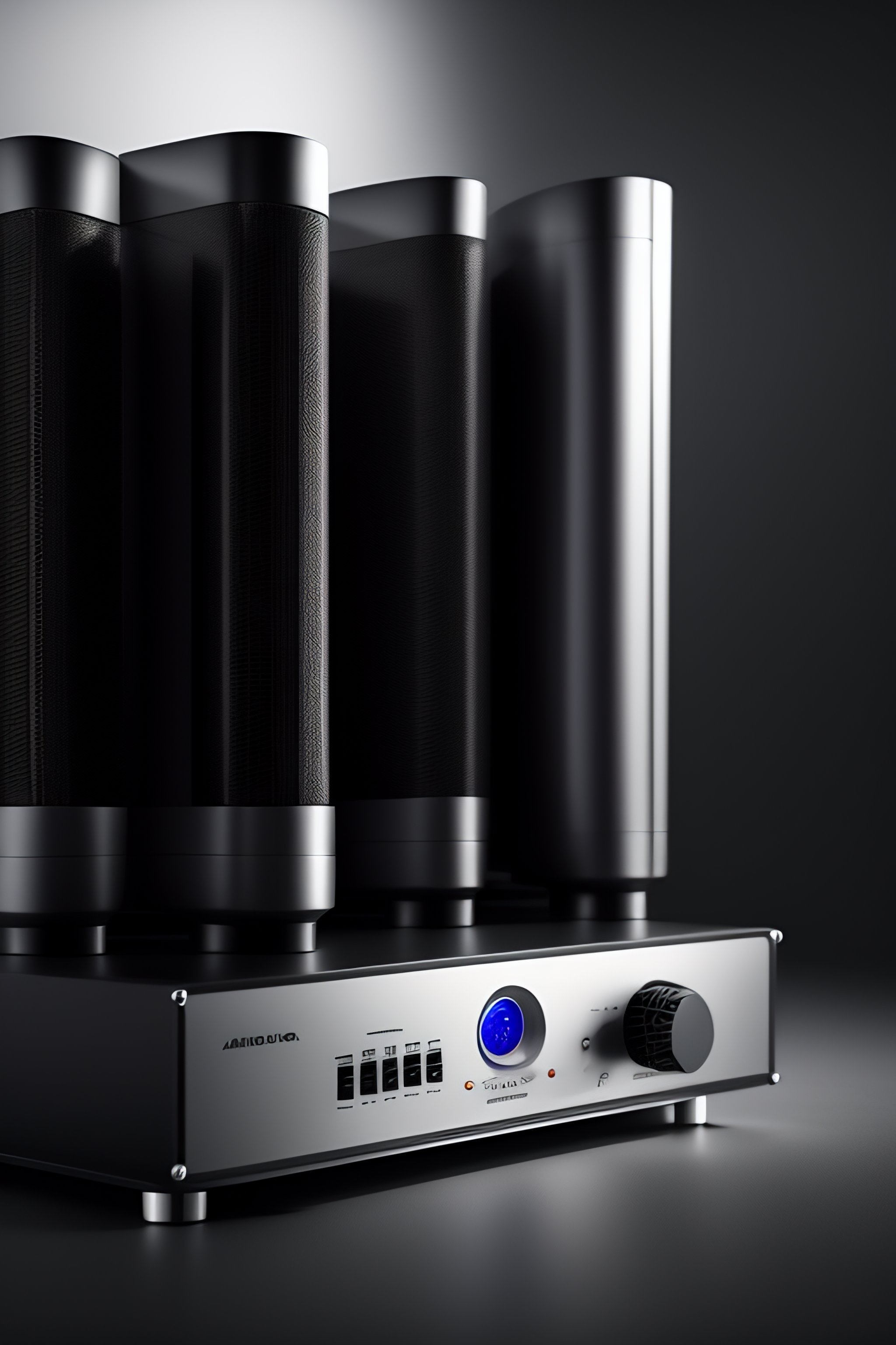 Lexica - A photo of a dual mono amplifier seen from the front side, big ...