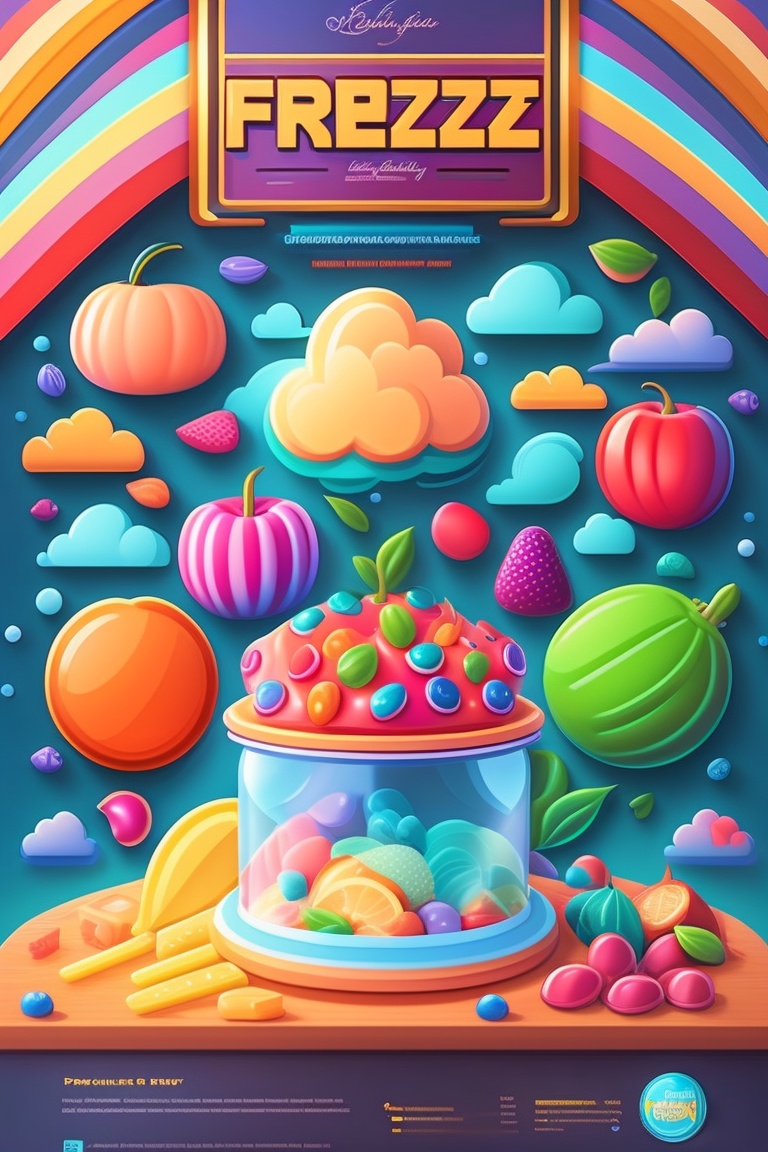 Lexica - 2D image for a poster featuring freeze-dried candies with a ...