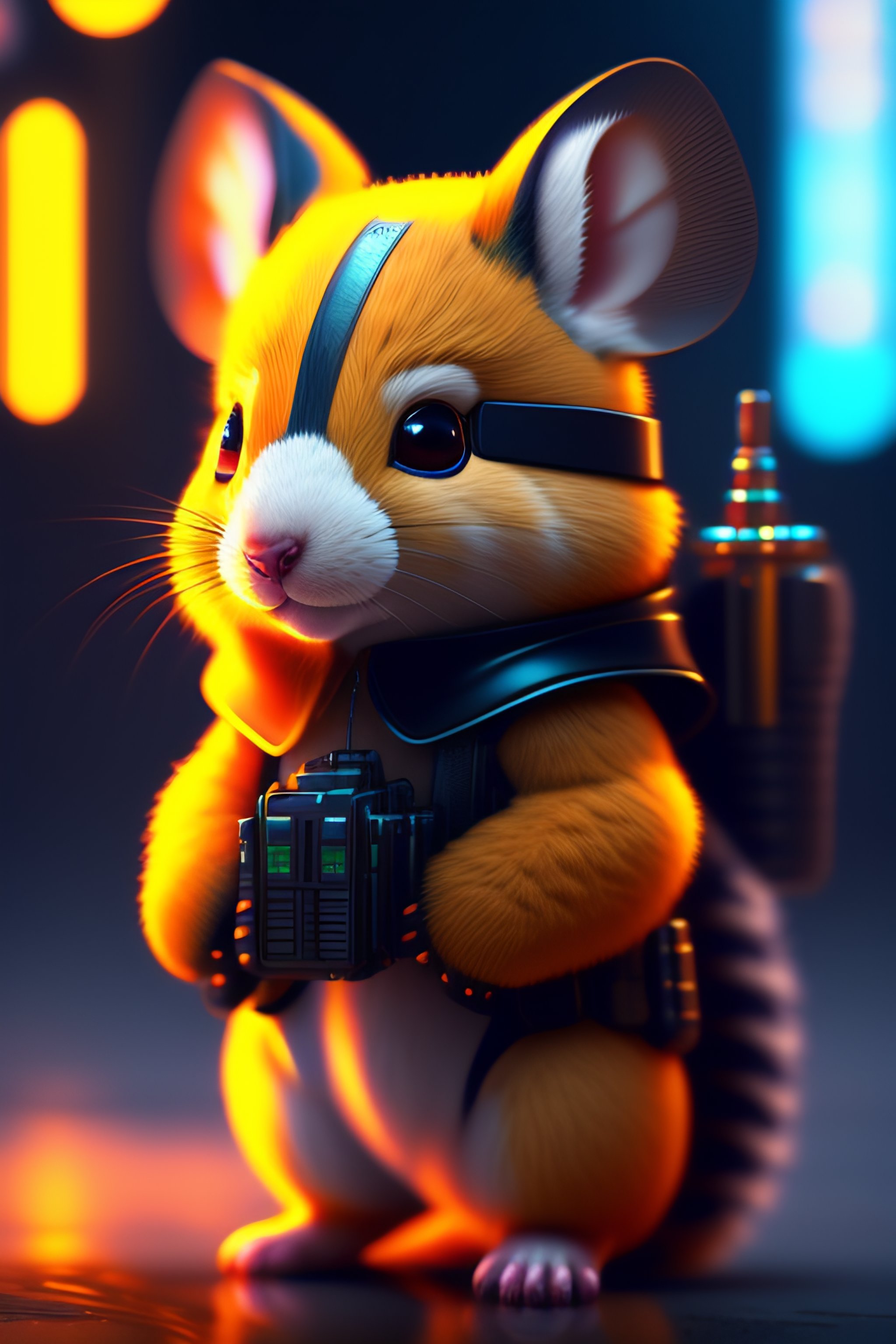 Lexica - High quality 3 d render very cute fluffy cyborg!! rat with ...