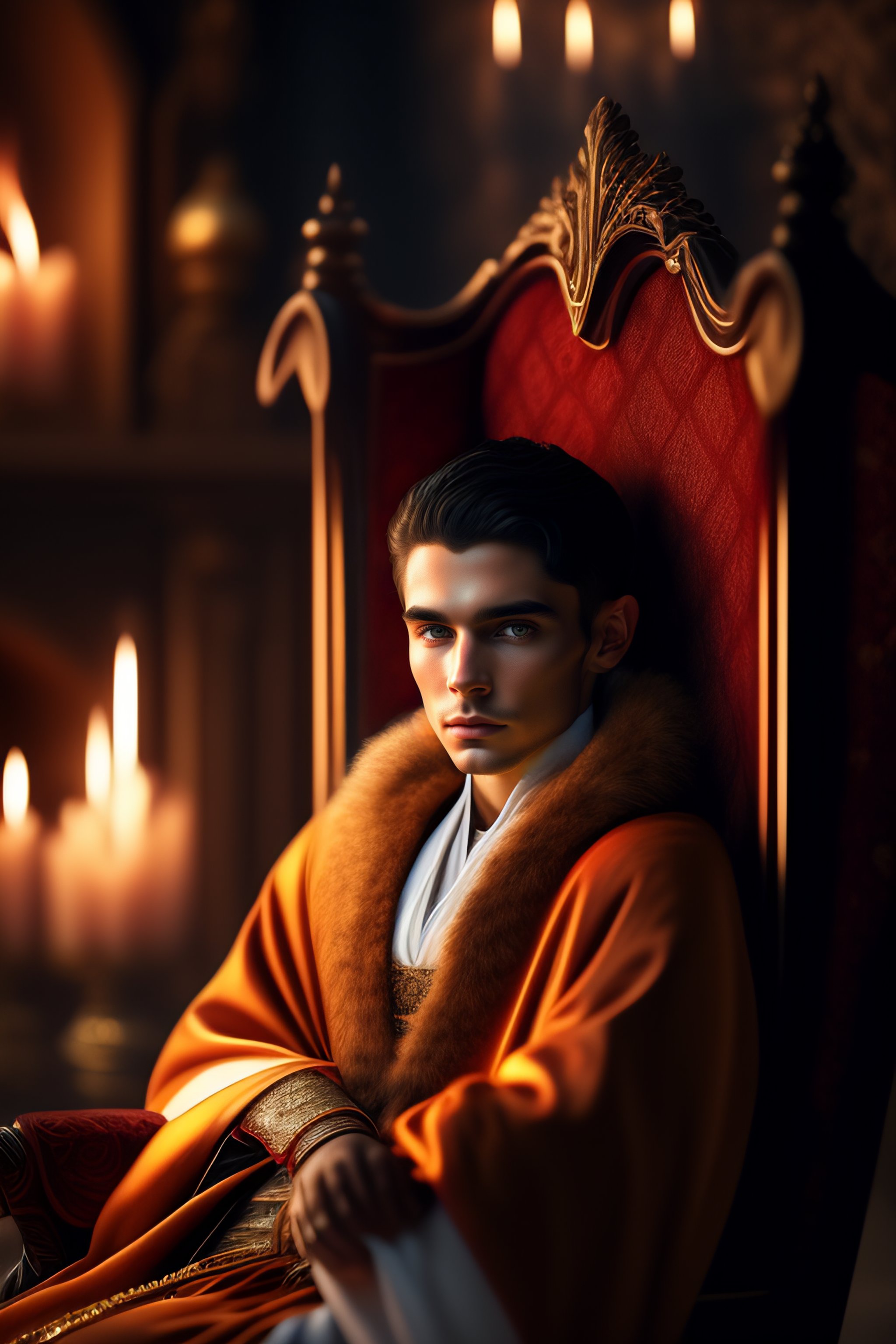 Lexica - Young vampire, wearing elegant ancient robe, sits in a chair ...