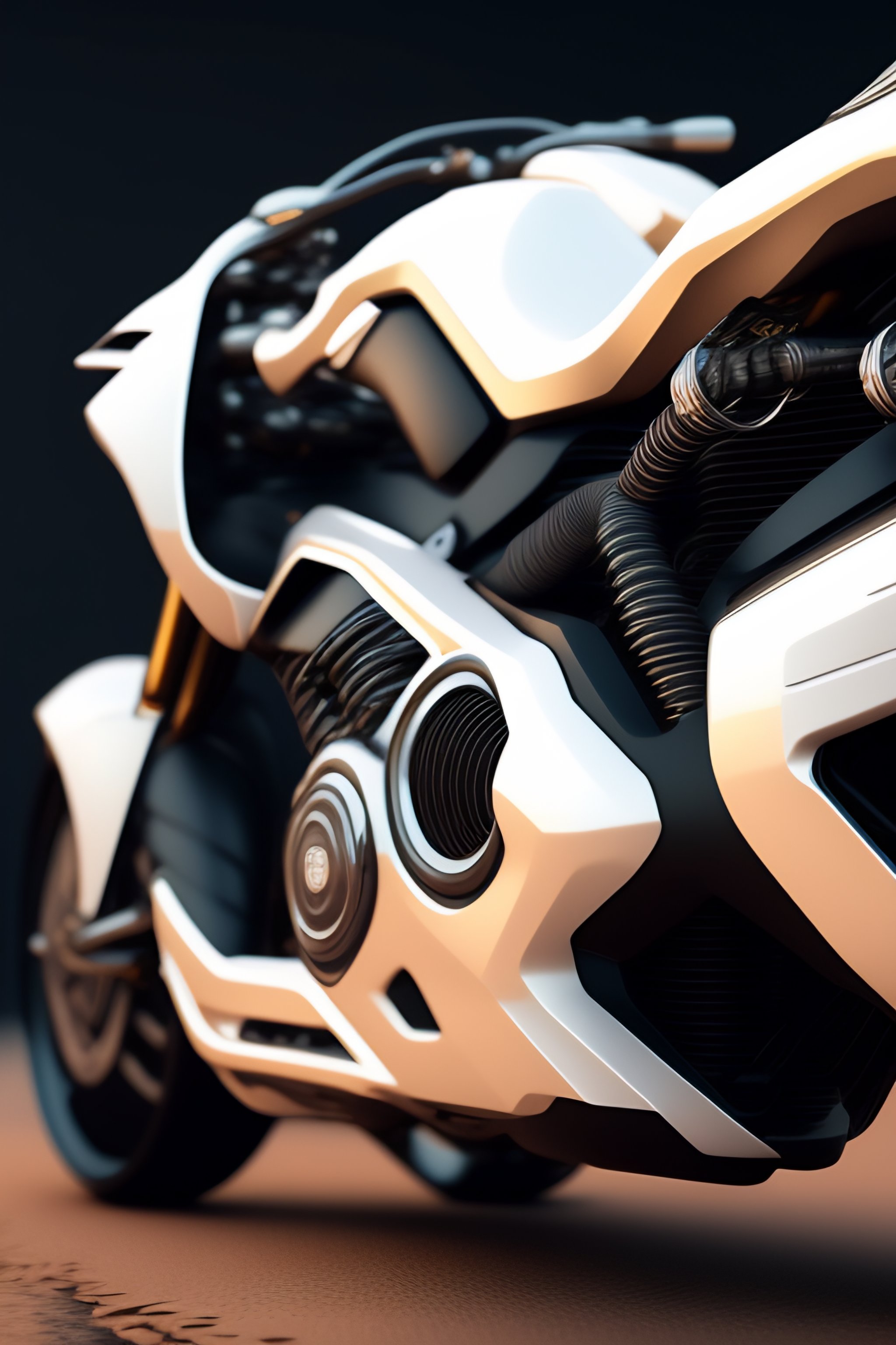 Lexica - White pearl and carbon fiber armoured motorbike in a style of ...