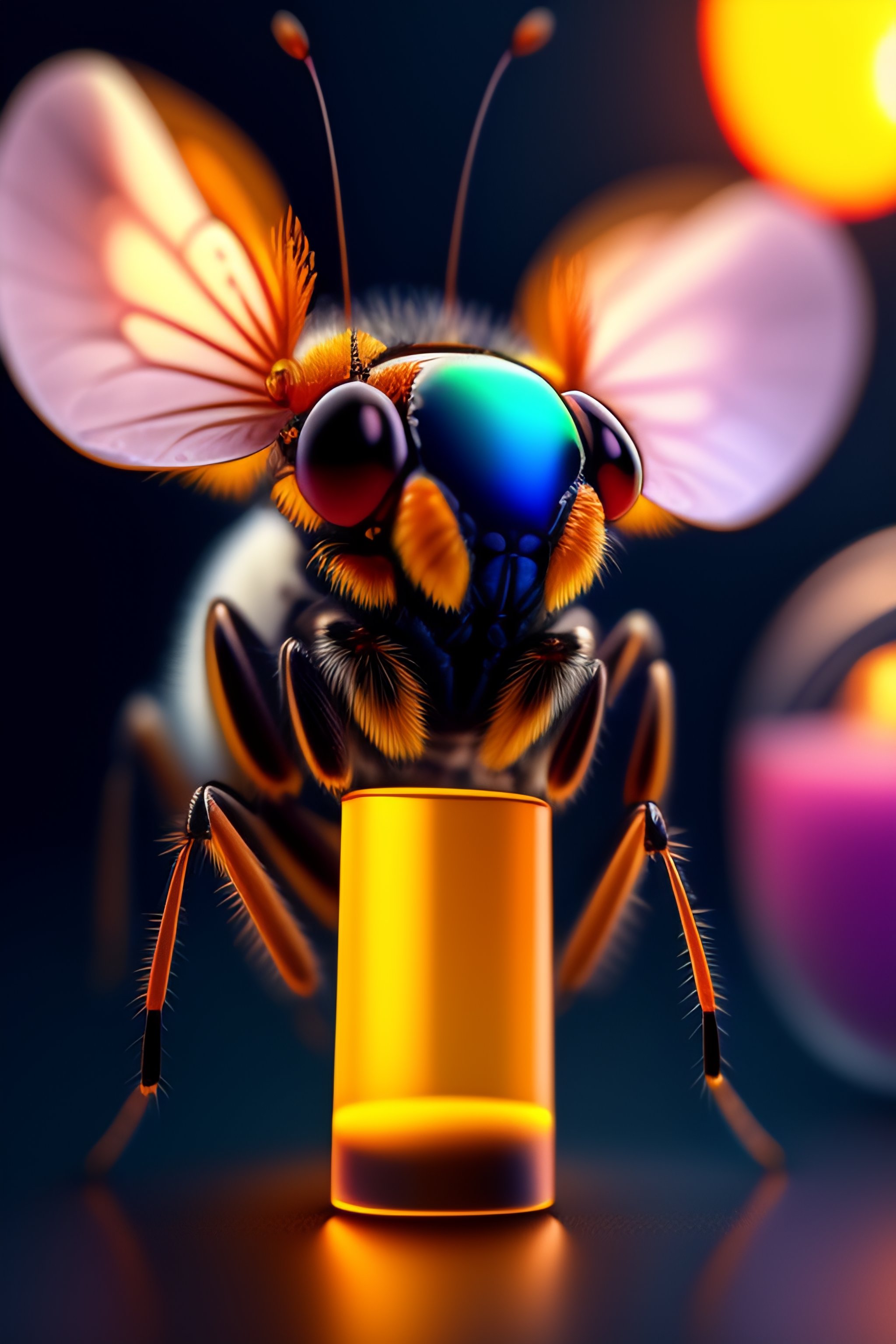Lexica - A 3d render of a cute fuzzy pet fly insect dressed in a white ...