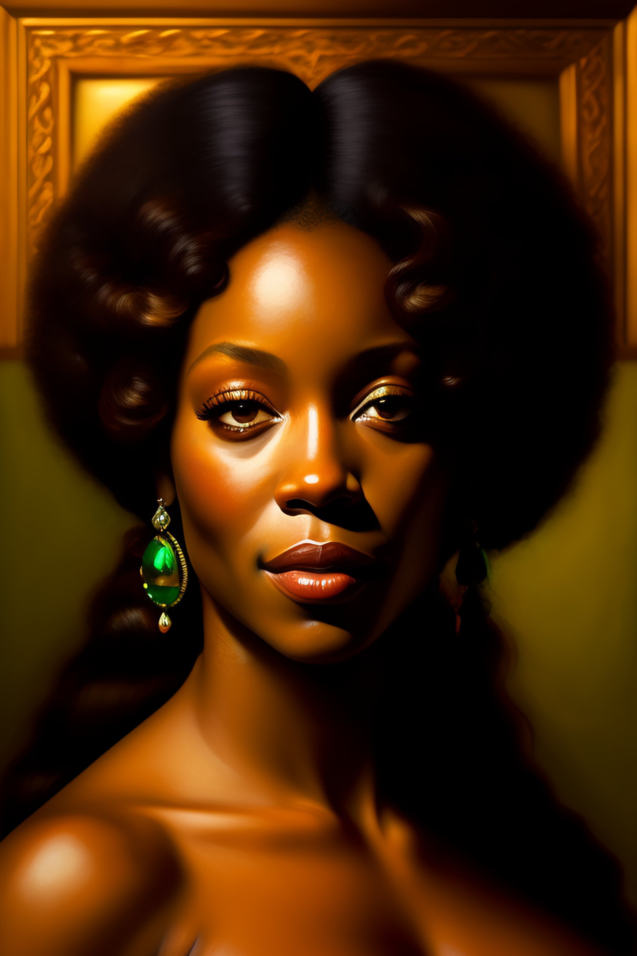 Lexica - Afro queen with big green eyes, Mariah carey oil painting, hd ...