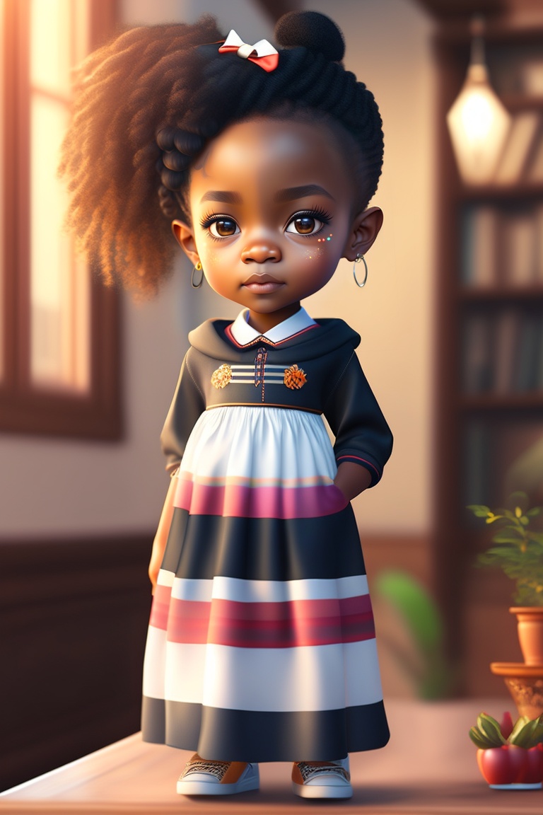 Lexica - Cute small humanoid black twins girl, colorful dress ...