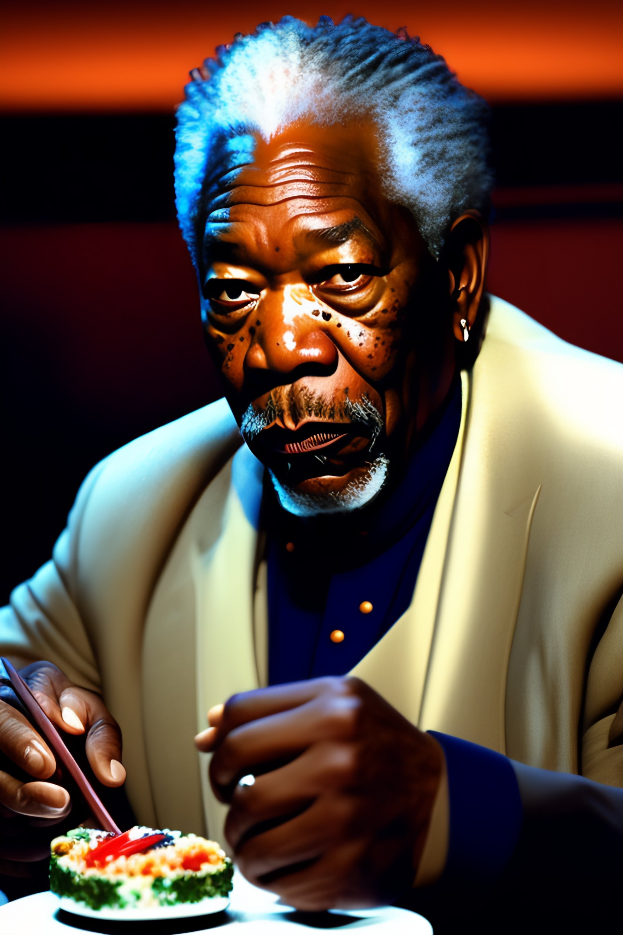 Lexica - Morgan freeman eating sushi