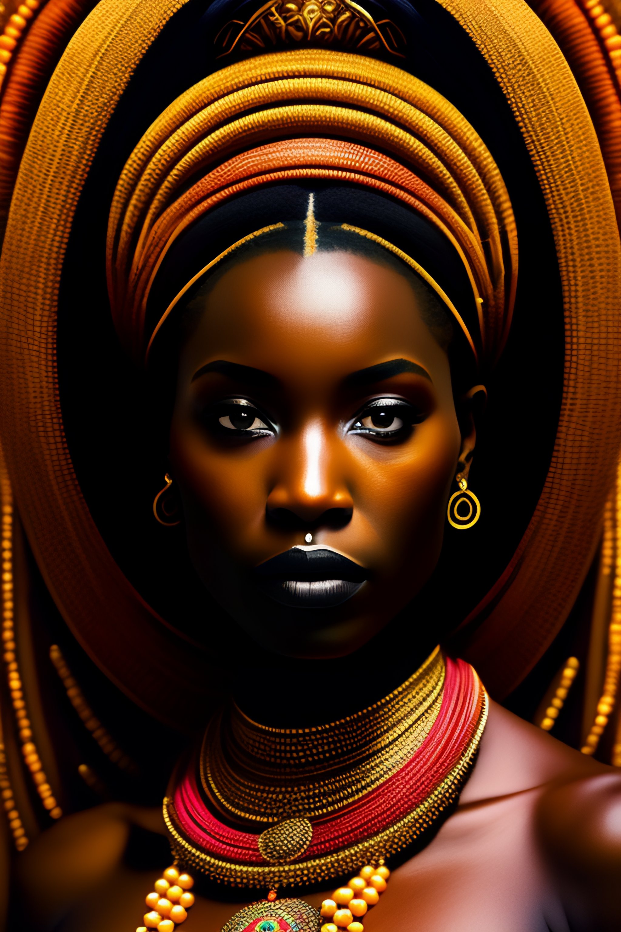 Lexica - Photograph of a symmetrical portrait of a African goddess