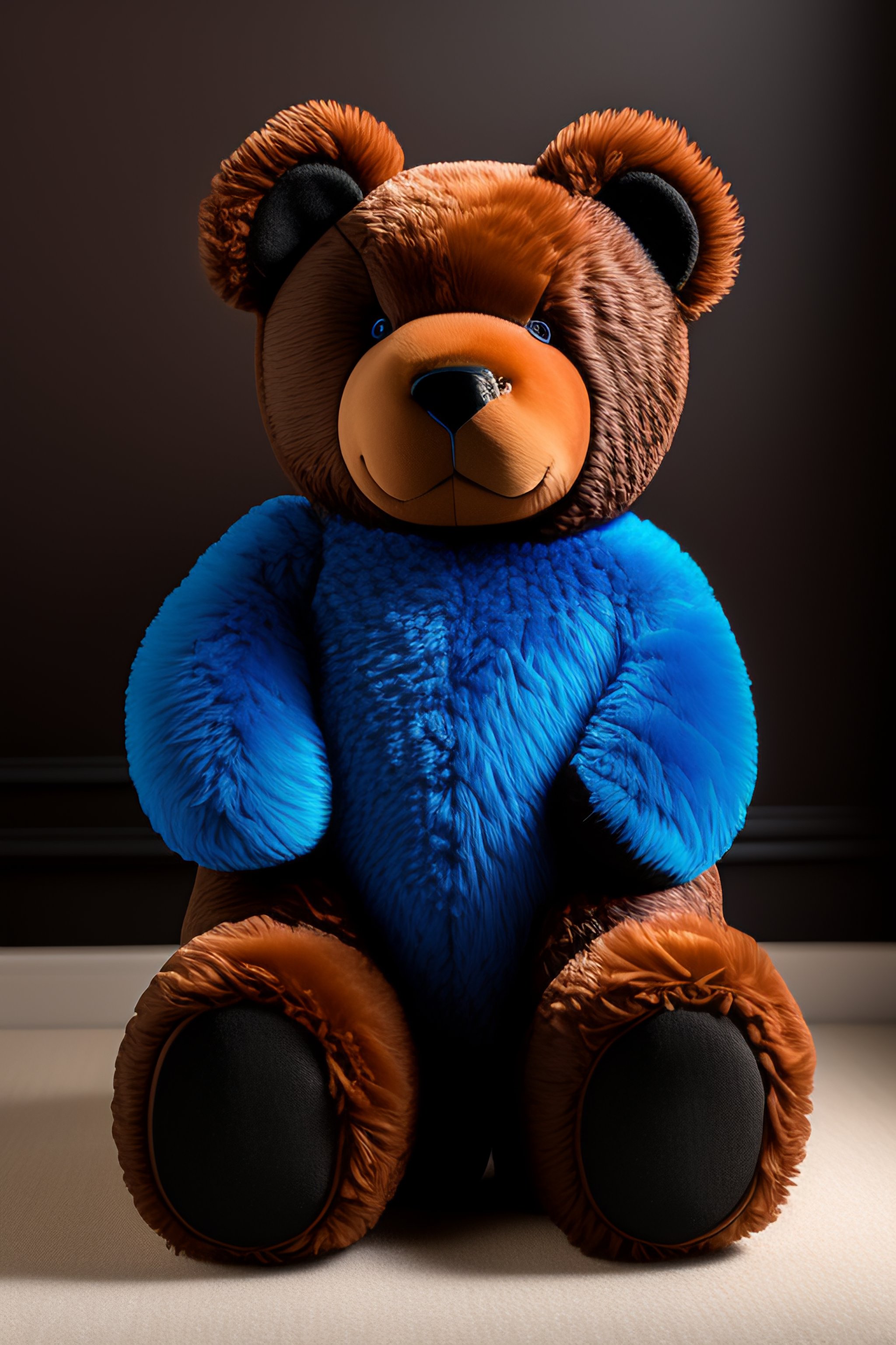 Lexica - Teddy Bear With his silky-soft black fur, neon blue and red X ...