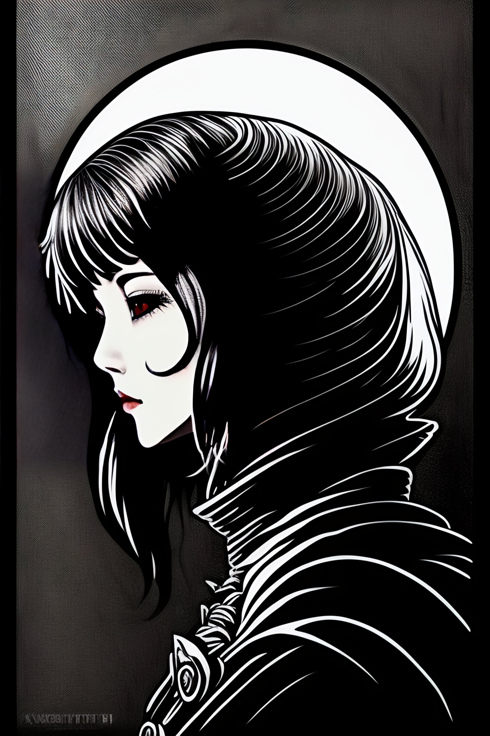 Lexica - Knight, Drawing in the style of Junji ito, black and white