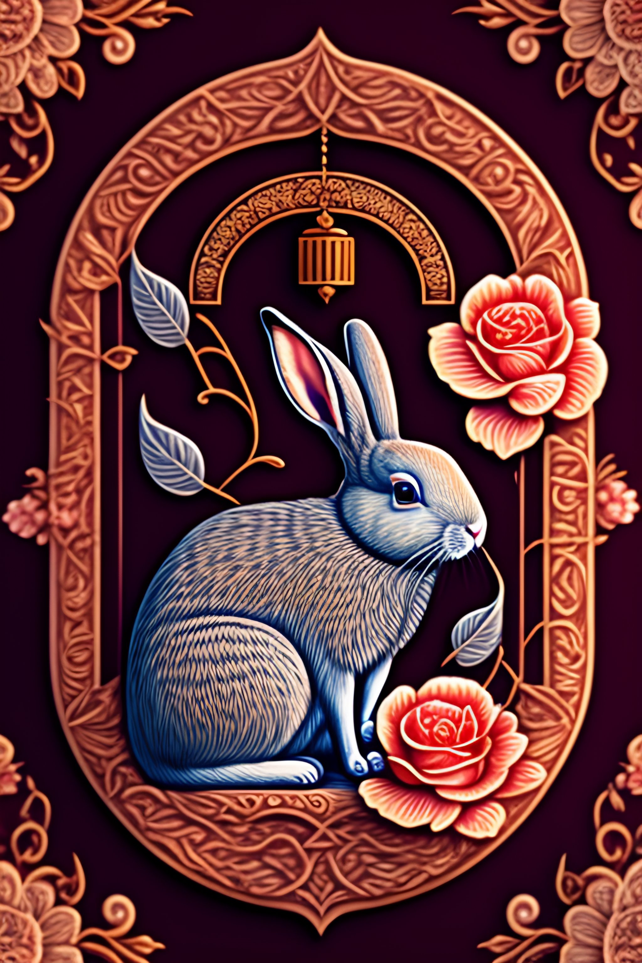 Lexica - Fear form of rabbit with classical floral elements emanating ...