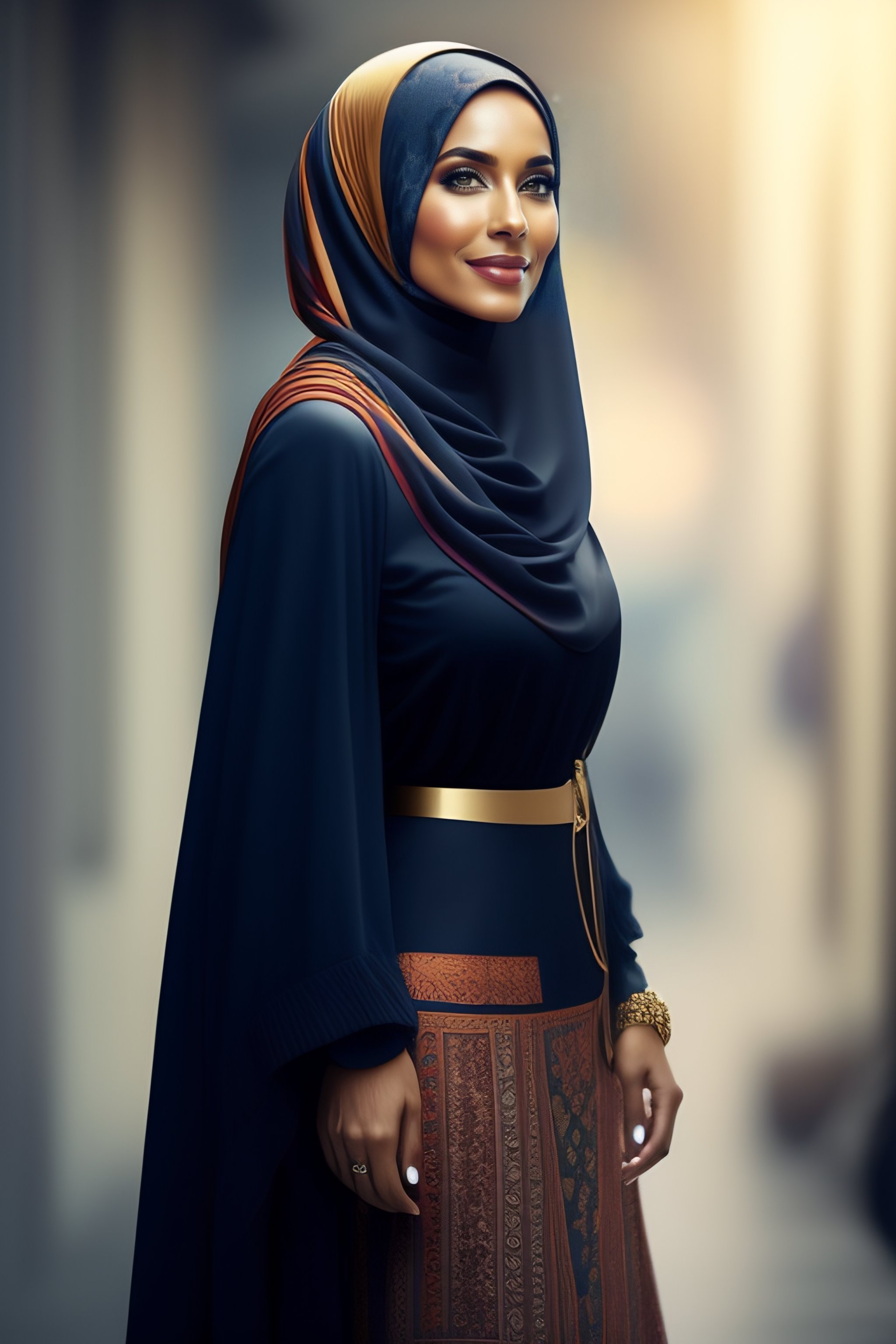 Lexica - A beautiful woman wearing hijab, full body