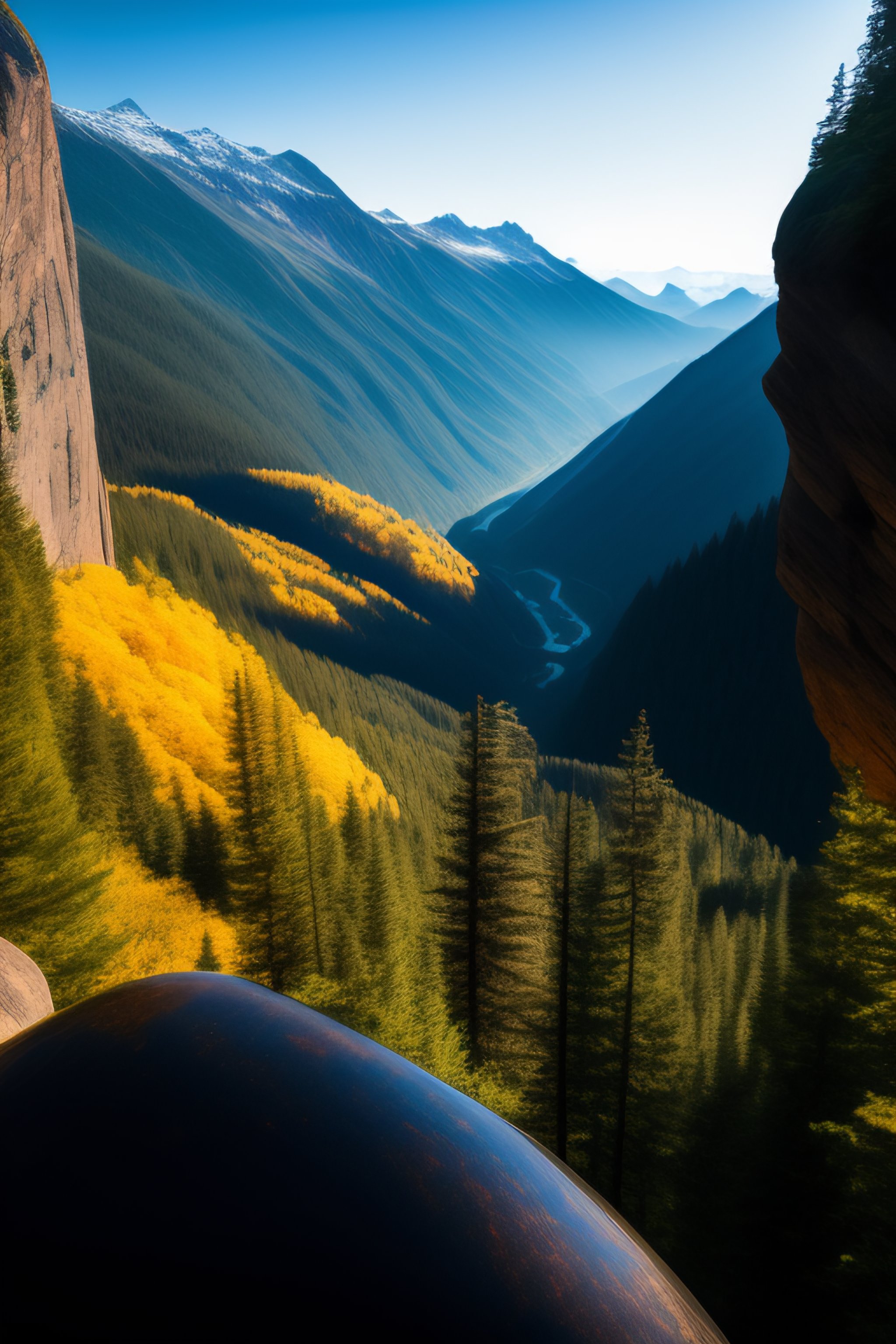 Lexica - Extreme wide view of a forest oil Turnner Style. Skyline of ...