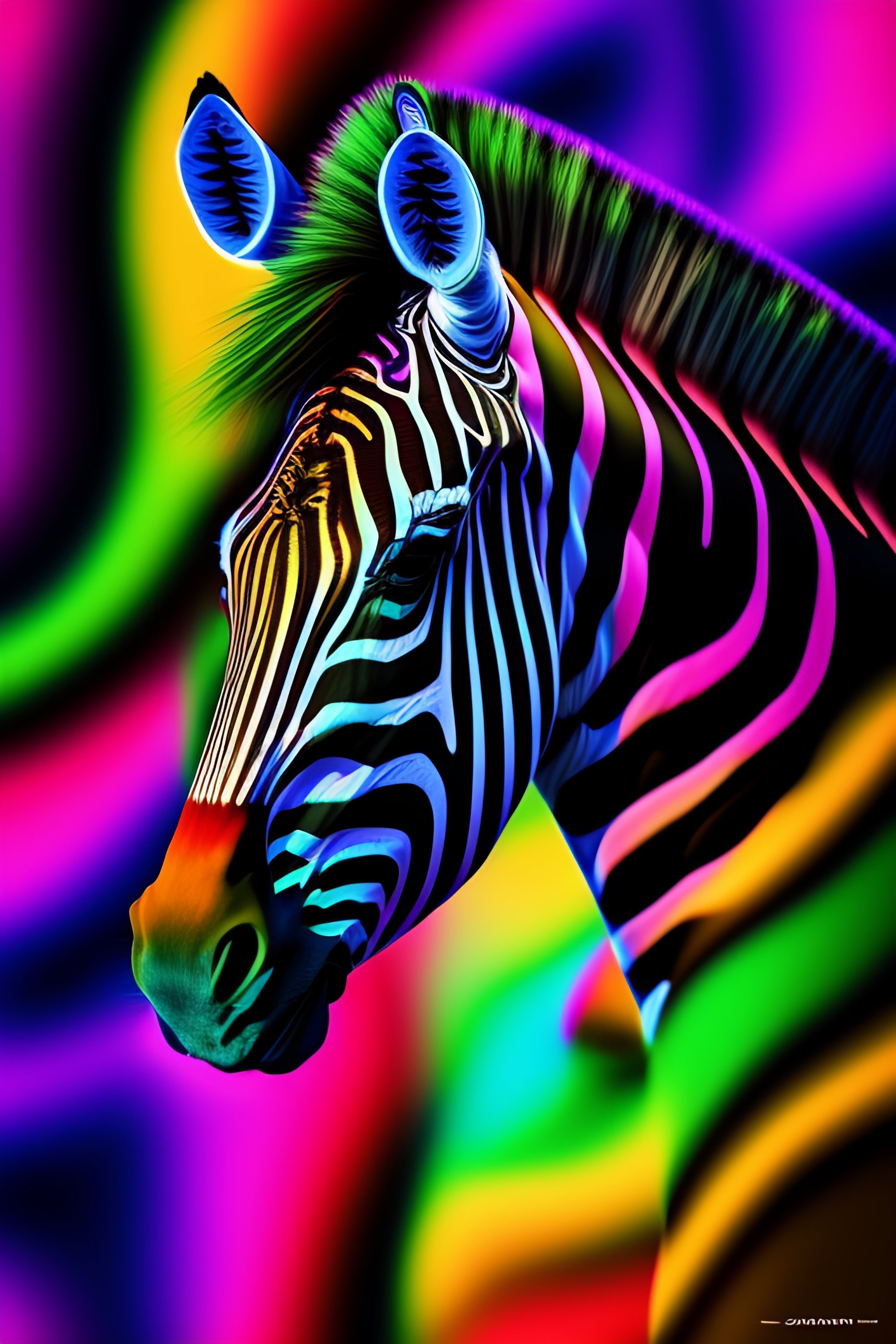 Zebra Neon Colors Wallpaper