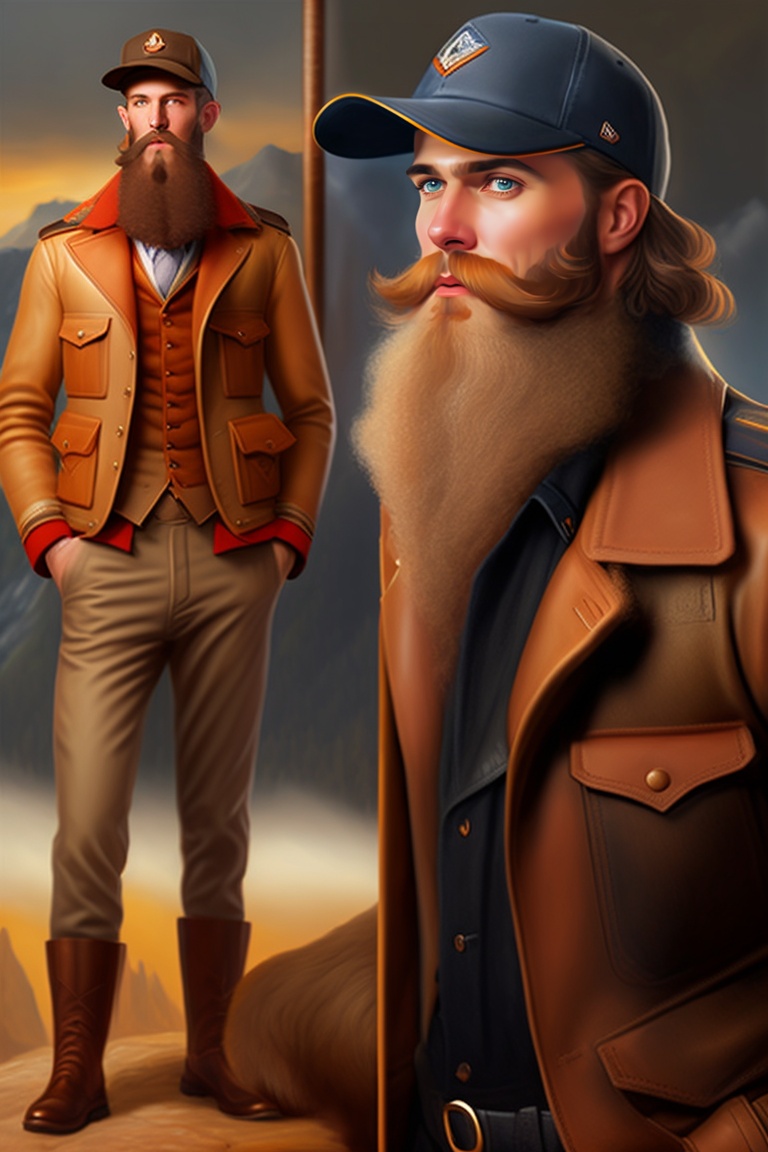 Lexica - Portrait of a thin man, with baseball cap, long hair and beard ...