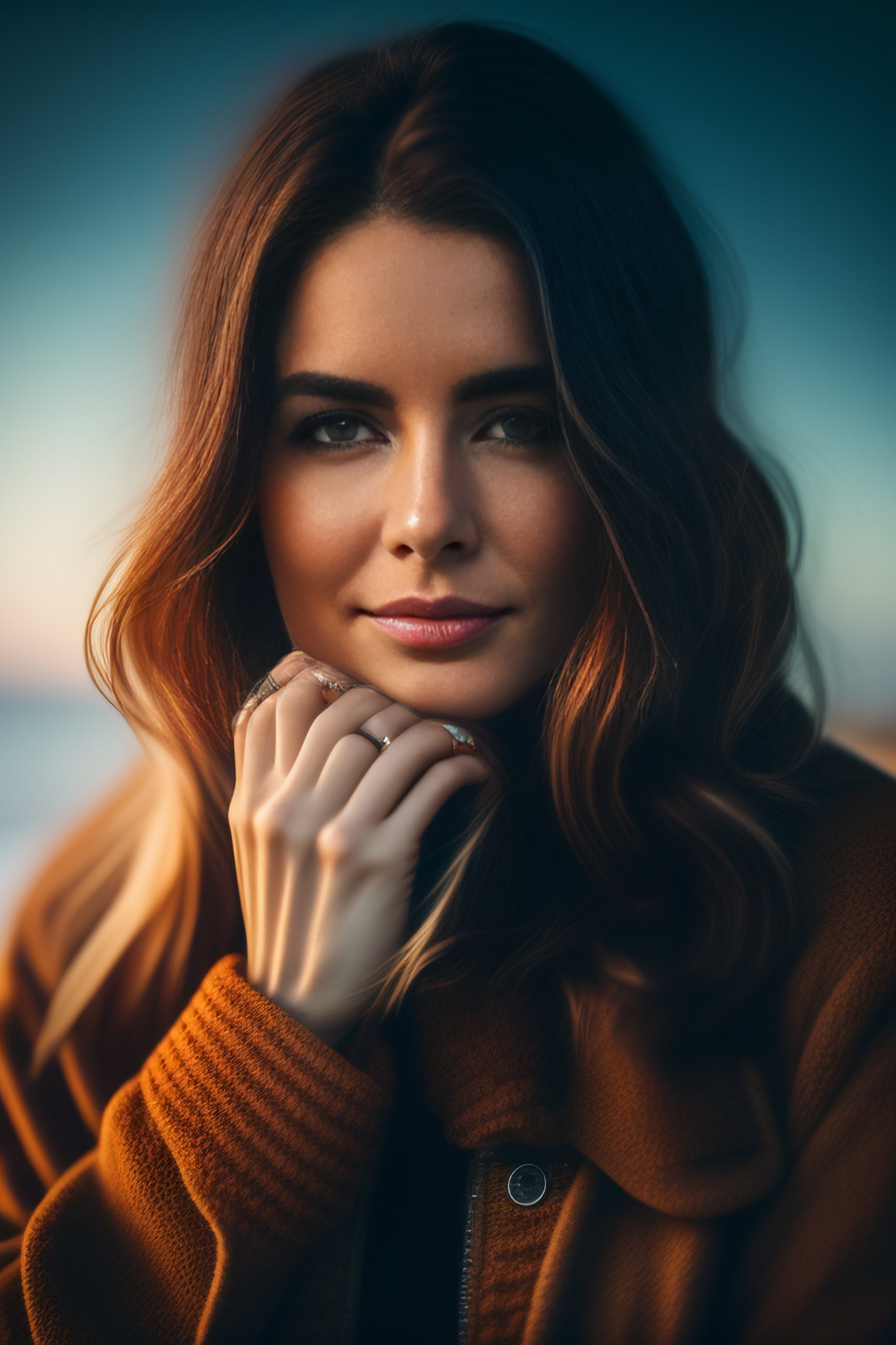 Lexica - A full shot portrait of a woman visible hands